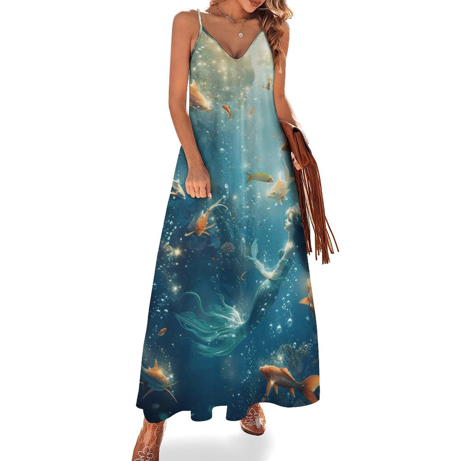 Mermaid Glitter Fish Scale Girls Sleeveless Dress Women's Luxury Party ...
