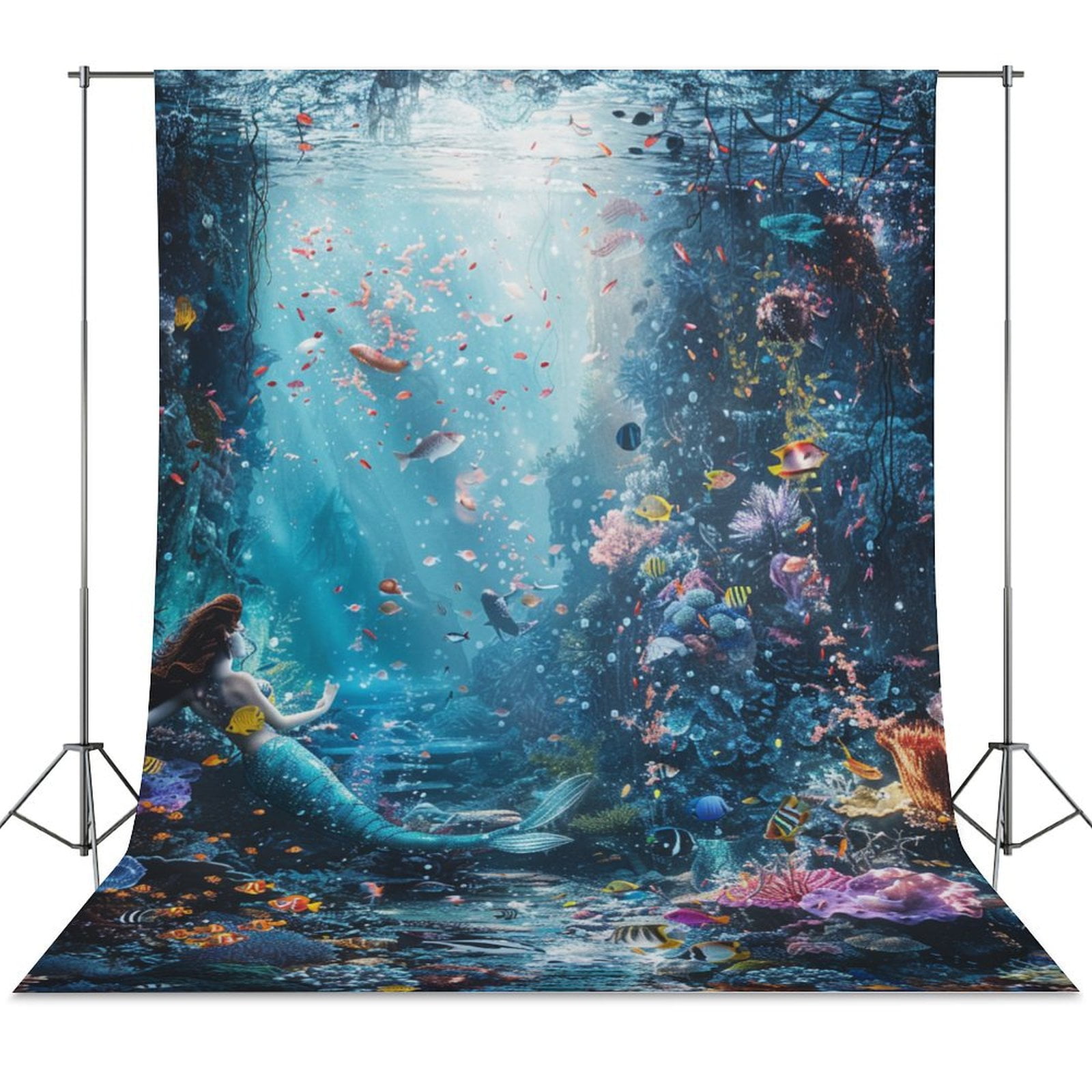 Mermaid Glitter Fish Scale Girls Spring Backdrop Backdrops for ...