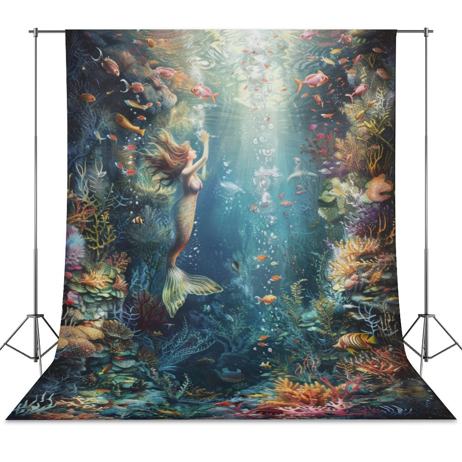 Mermaid Glitter Fish Scale Girls Spring Backdrop Backdrops for ...