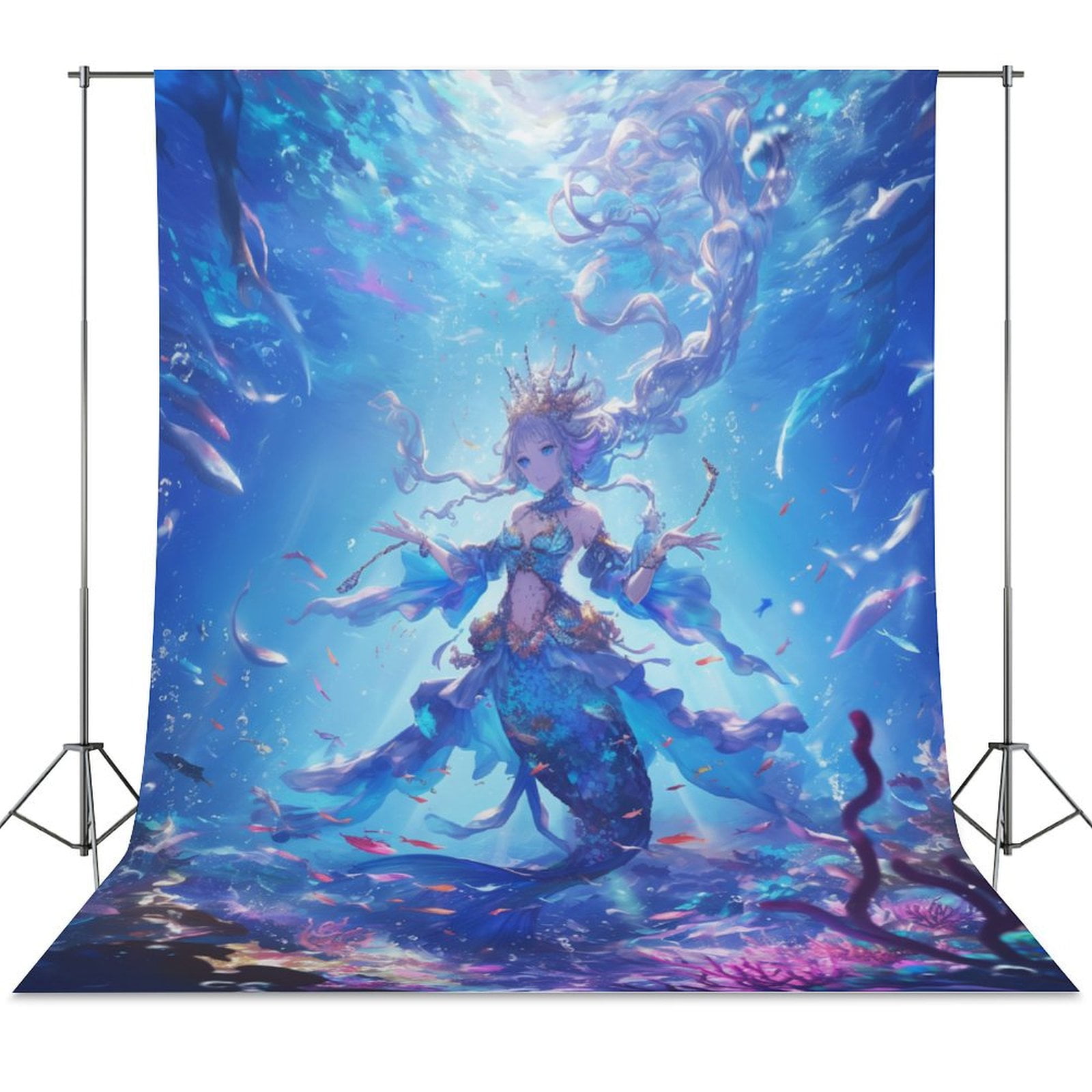 Mermaid Glitter Fish Scale Girls Spring Backdrop Backdrops for ...