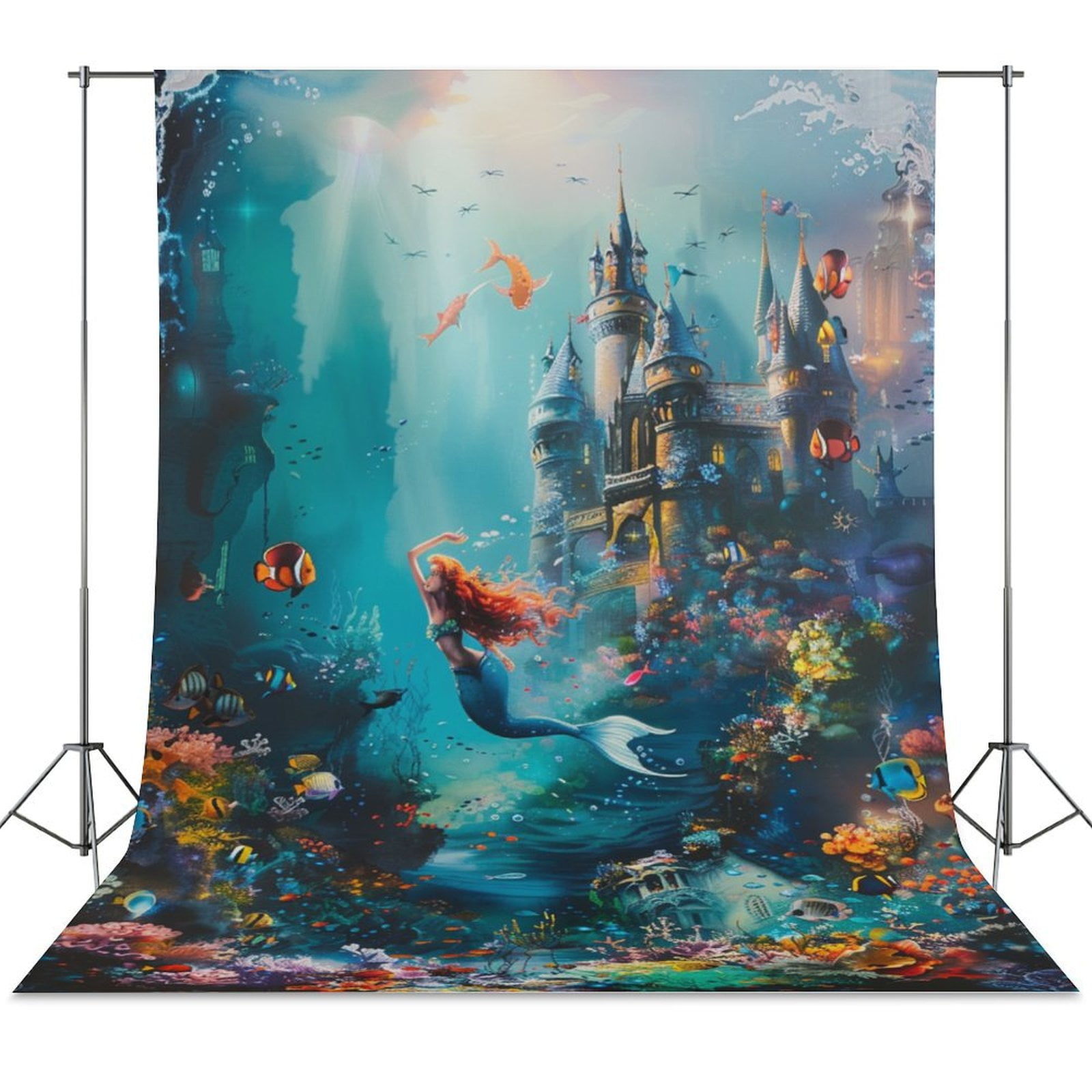 Mermaid Glitter Fish Scale Girls Spring Backdrop Backdrops for ...