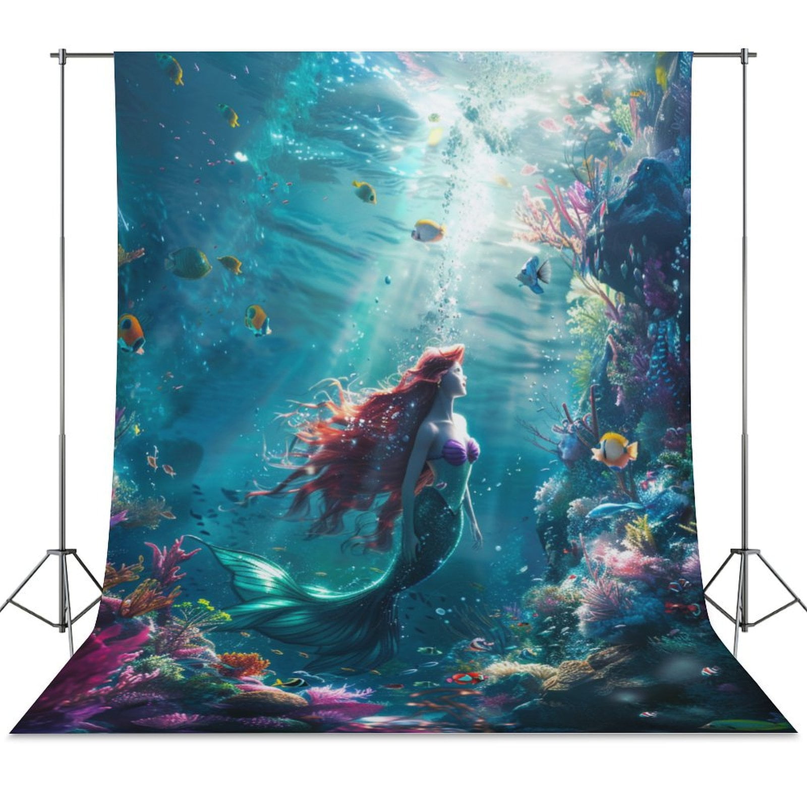 Mermaid Glitter Fish Scale Girls Spring Backdrop Backdrops for ...