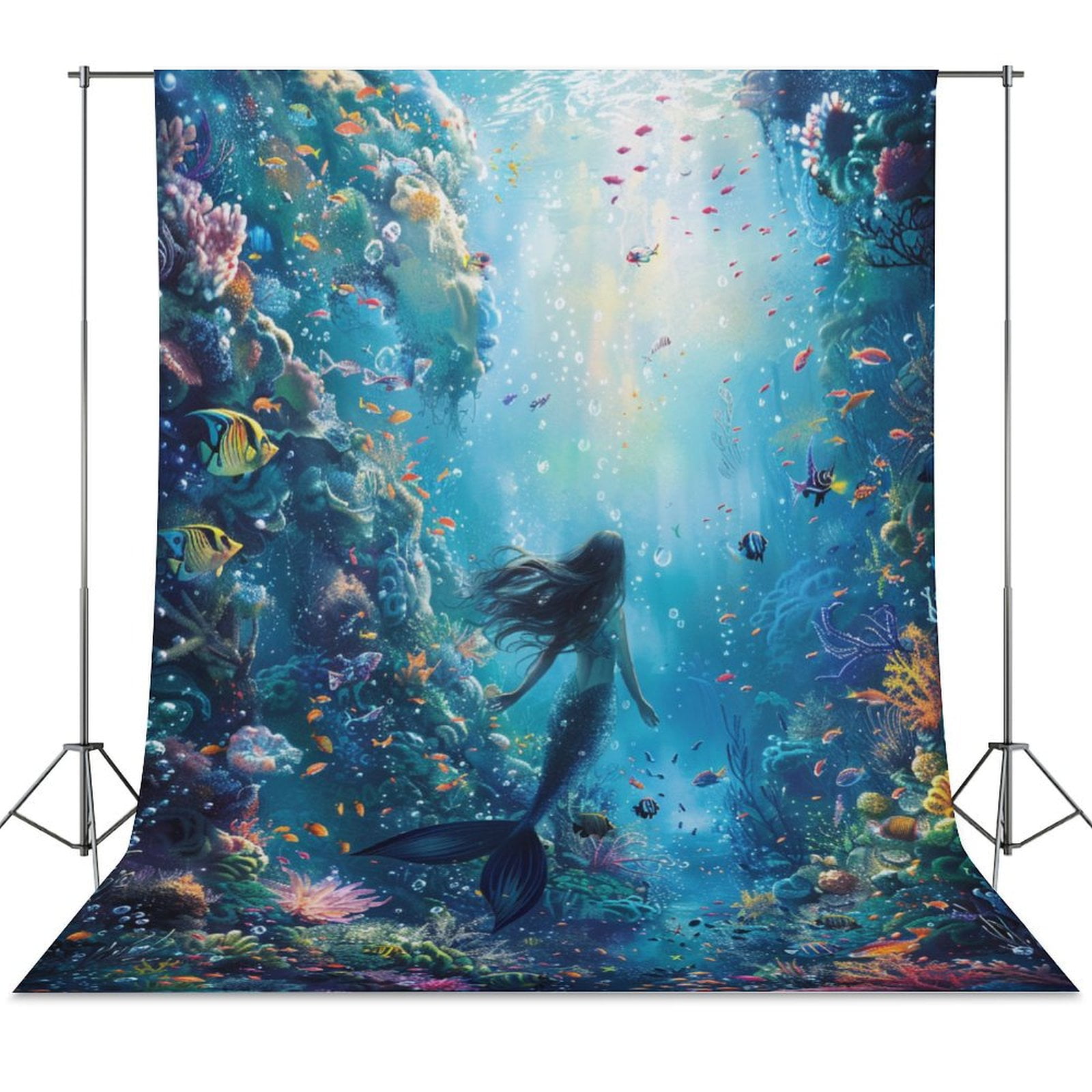Mermaid Glitter Fish Scale Girls Spring Backdrop Backdrops for ...