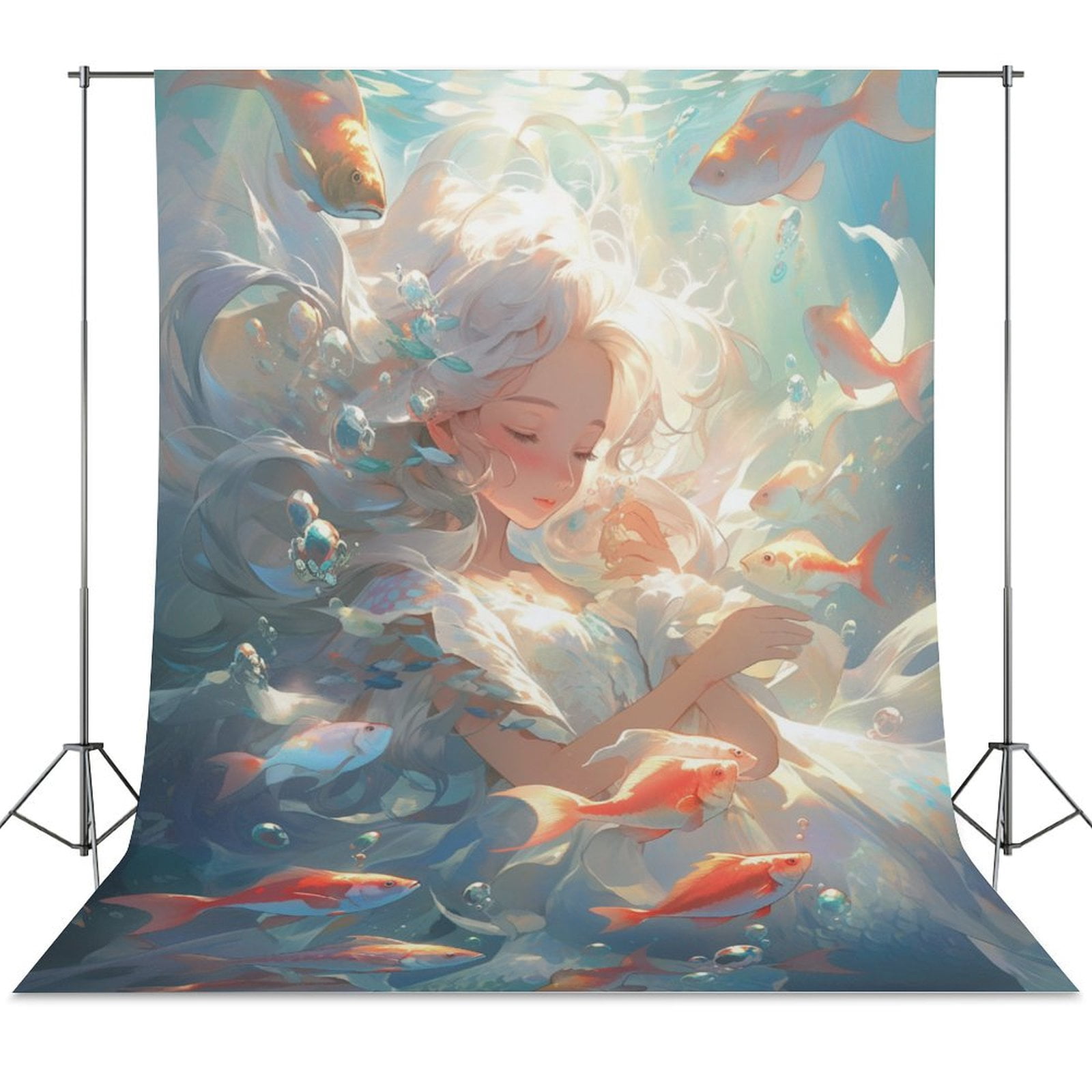 Mermaid Glitter Fish Scale Girls Spring Backdrop Backdrops for ...