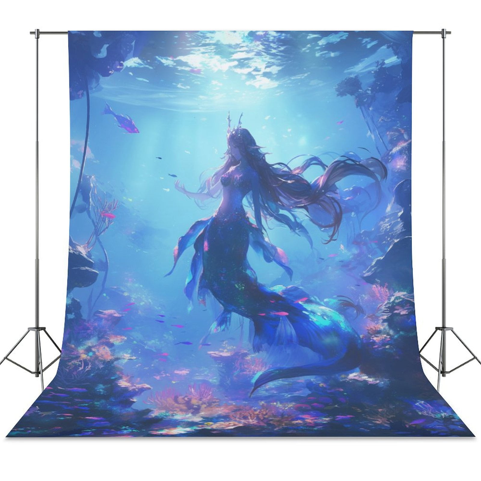 Mermaid Glitter Fish Scale Girls Spring Backdrop Backdrops for ...