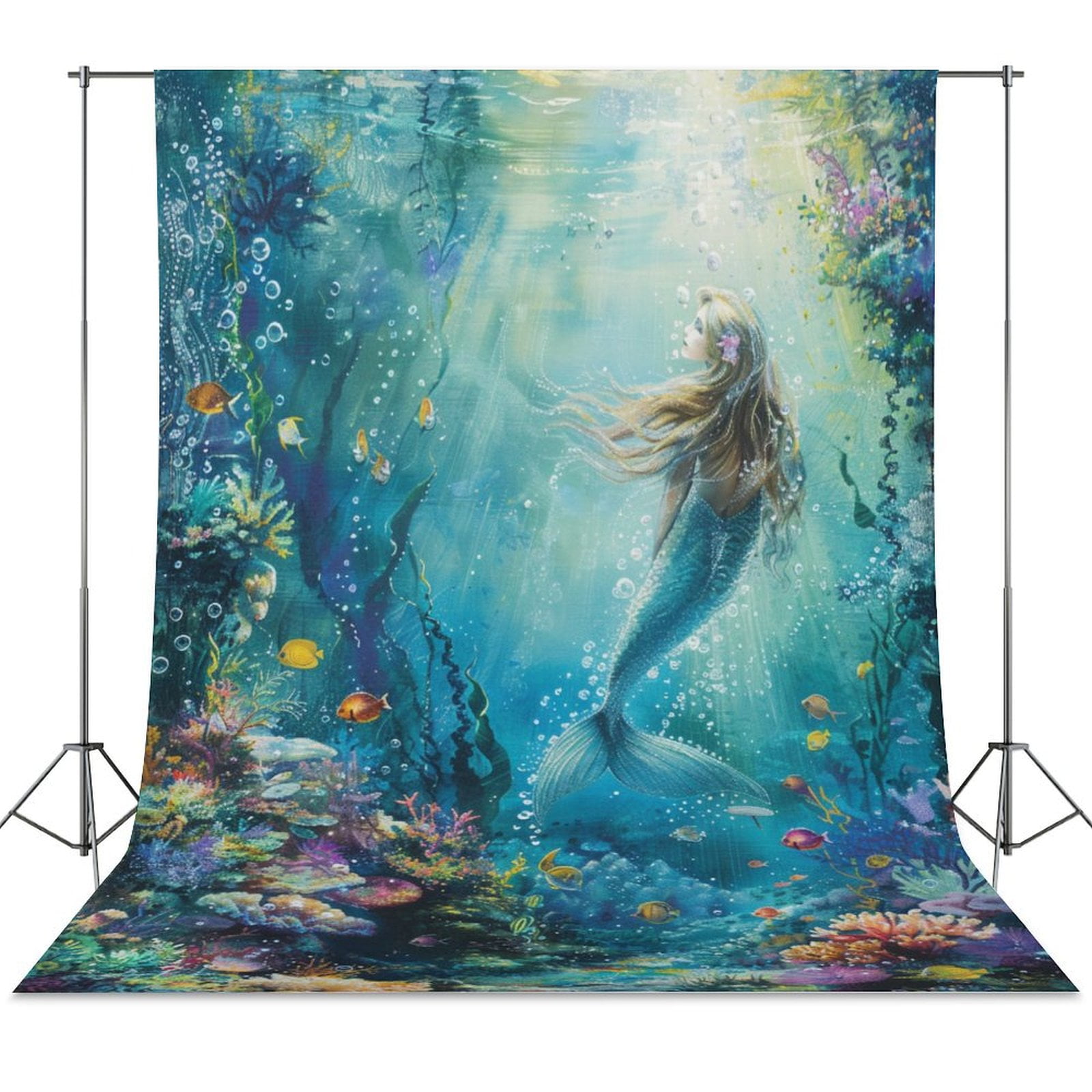 Mermaid Glitter Fish Scale Girls Spring Backdrop Backdrops for ...