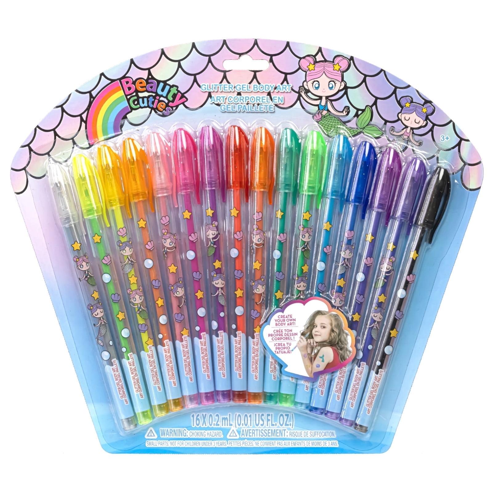 Mermaid Glitter Gel Pens Body Markers Colorful & Bright Glitter Pens ...