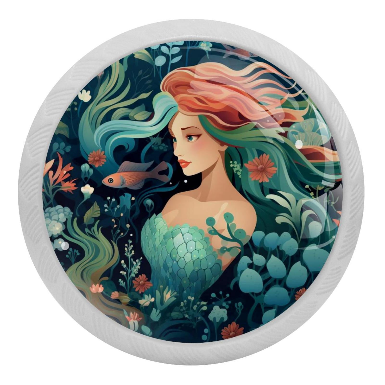 Mermaid Glow-in-the-Dark Cabinet Knobs: Fluorescent Drawer Pulls (4 ...