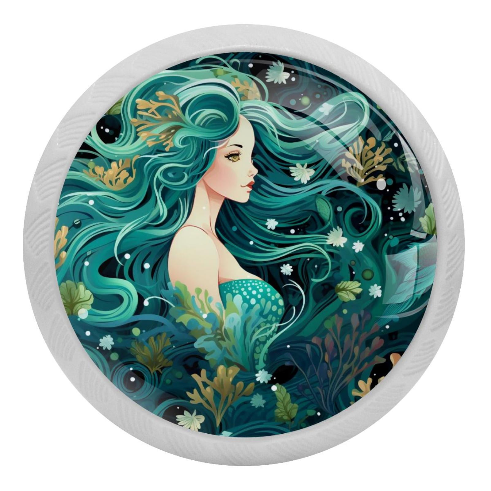 Mermaid Glow-in-the-Dark Fluorescent Drawer Pulls - Round 4-Pack ...