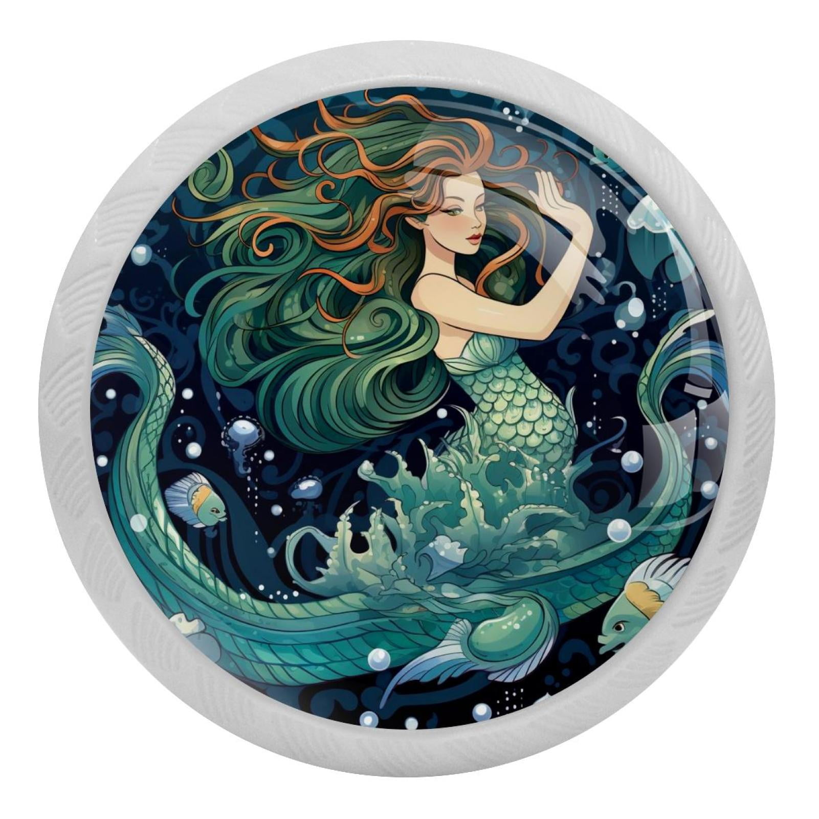 Mermaid Glow-in-the-Dark Fluorescent Drawer Pulls - Round 4-Pack ...