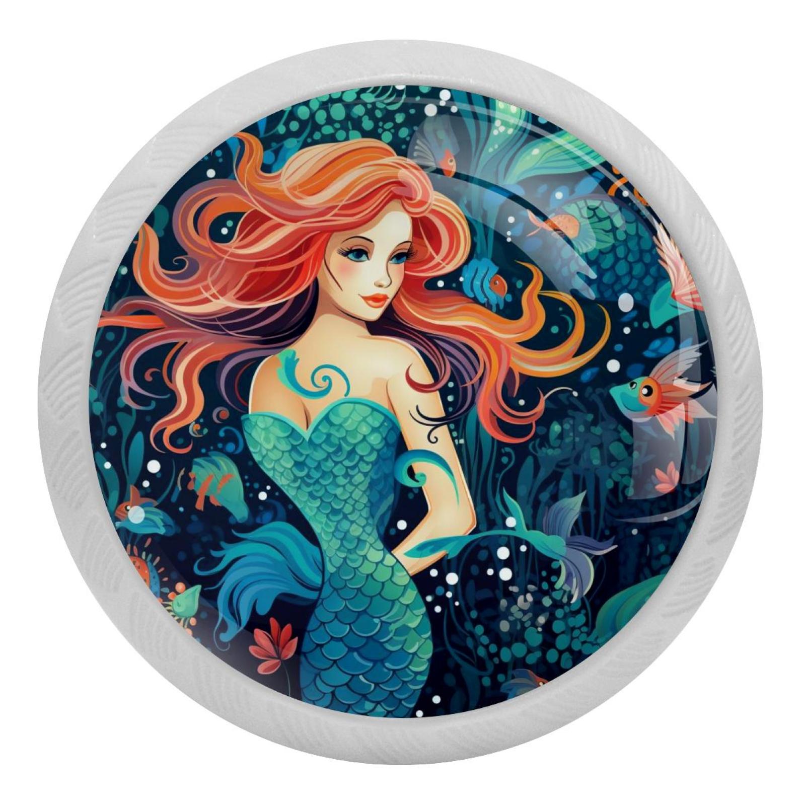 Mermaid Glow-in-the-Dark Fluorescent Drawer Pulls - Round 4-Pack ...