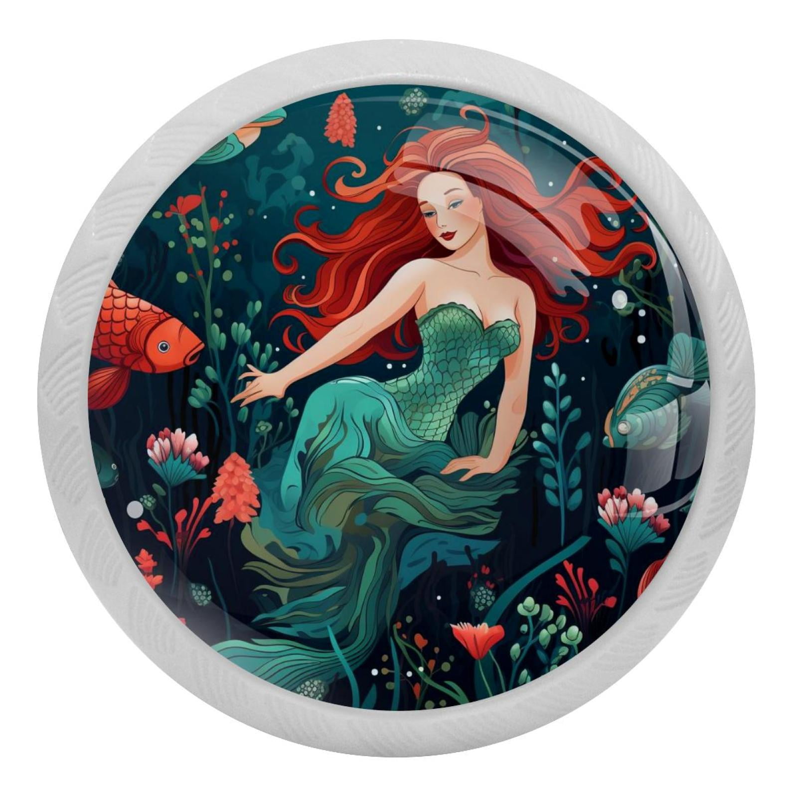 Mermaid Glow-in-the-Dark Fluorescent Drawer Pulls with Screws - Round 4 ...
