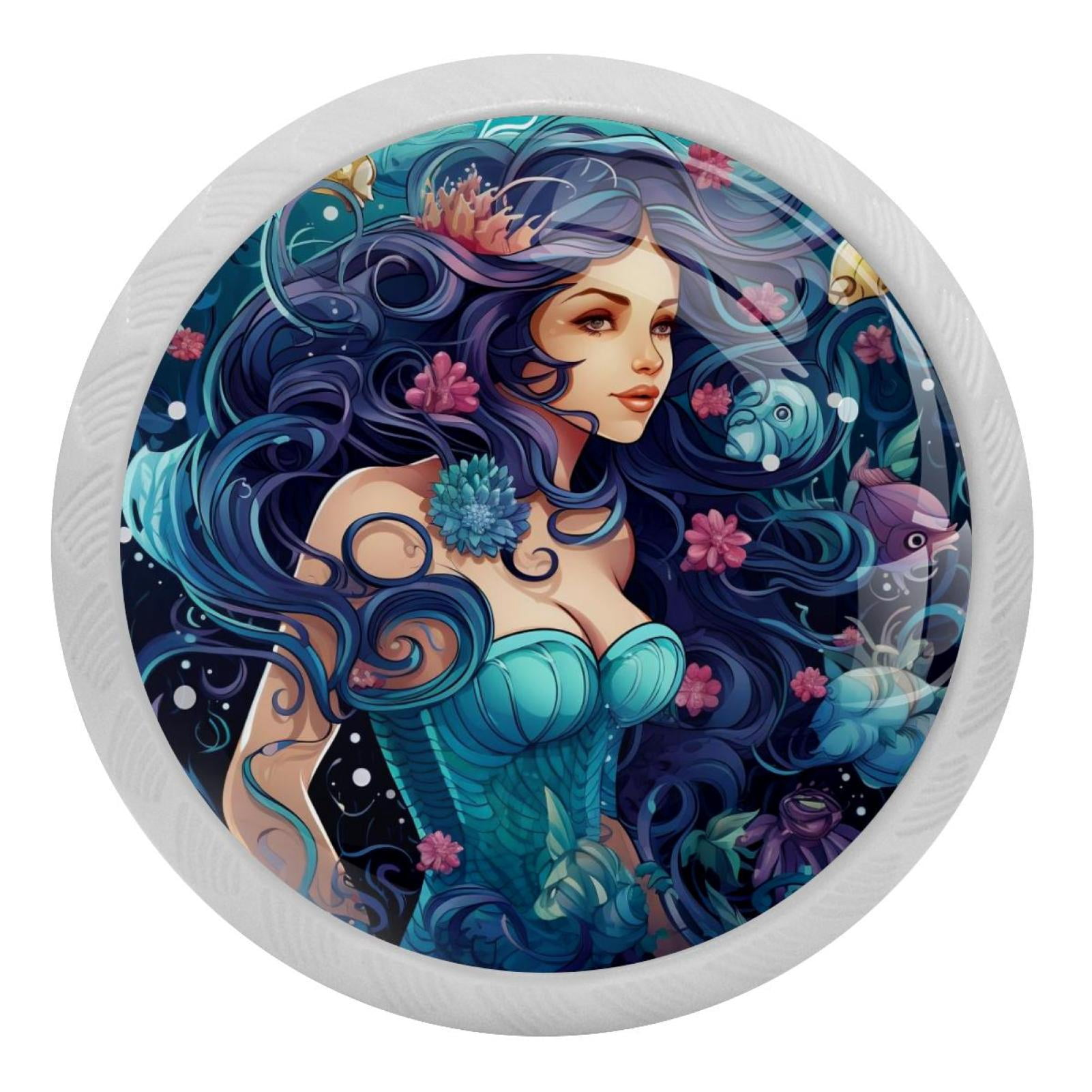 Mermaid Glow-in-the-Dark Fluorescent Drawer Pulls with Screws - Round 4 ...