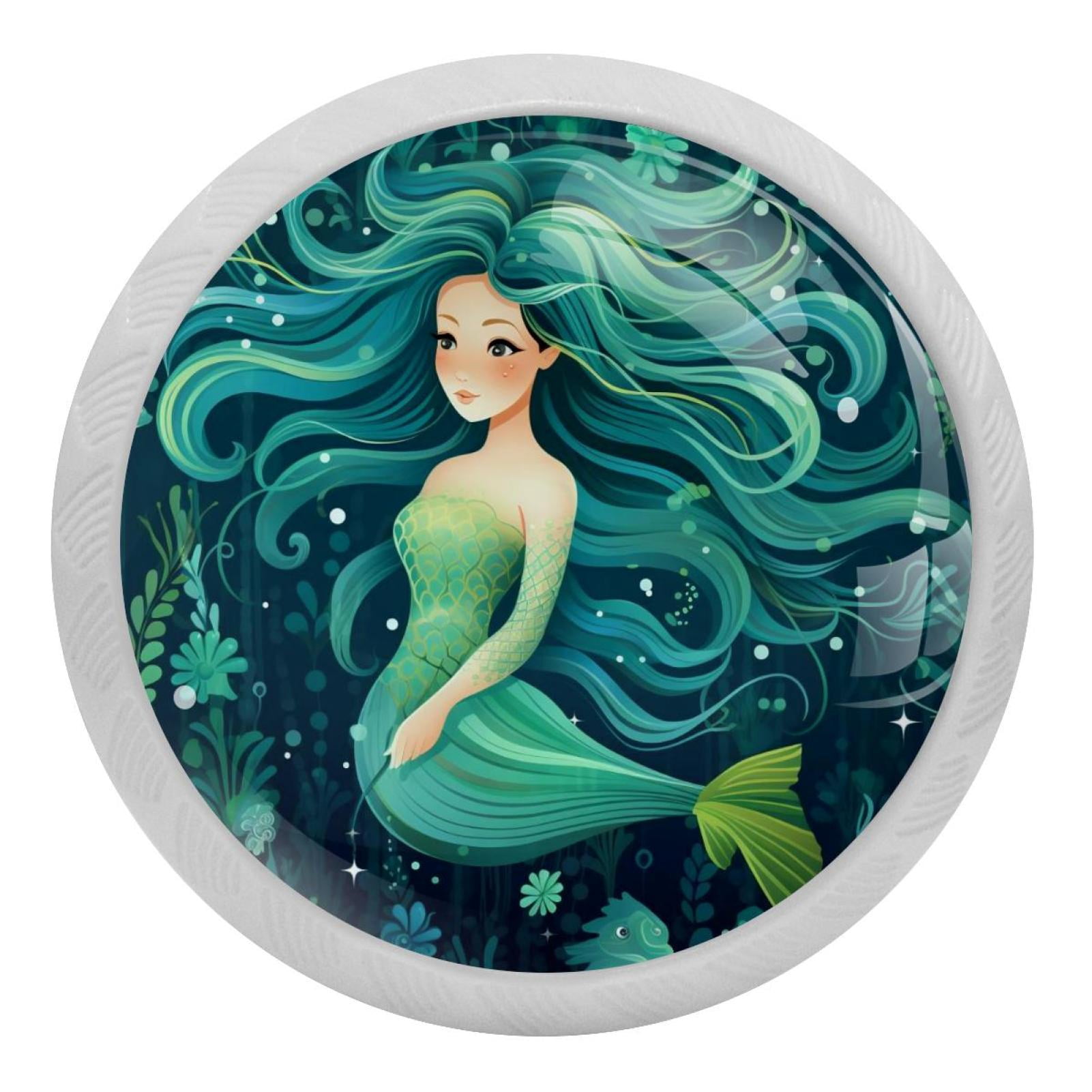 Mermaid Glow-in-the-Dark Round Cabinet Knobs - Fluorescent Drawer Pulls ...