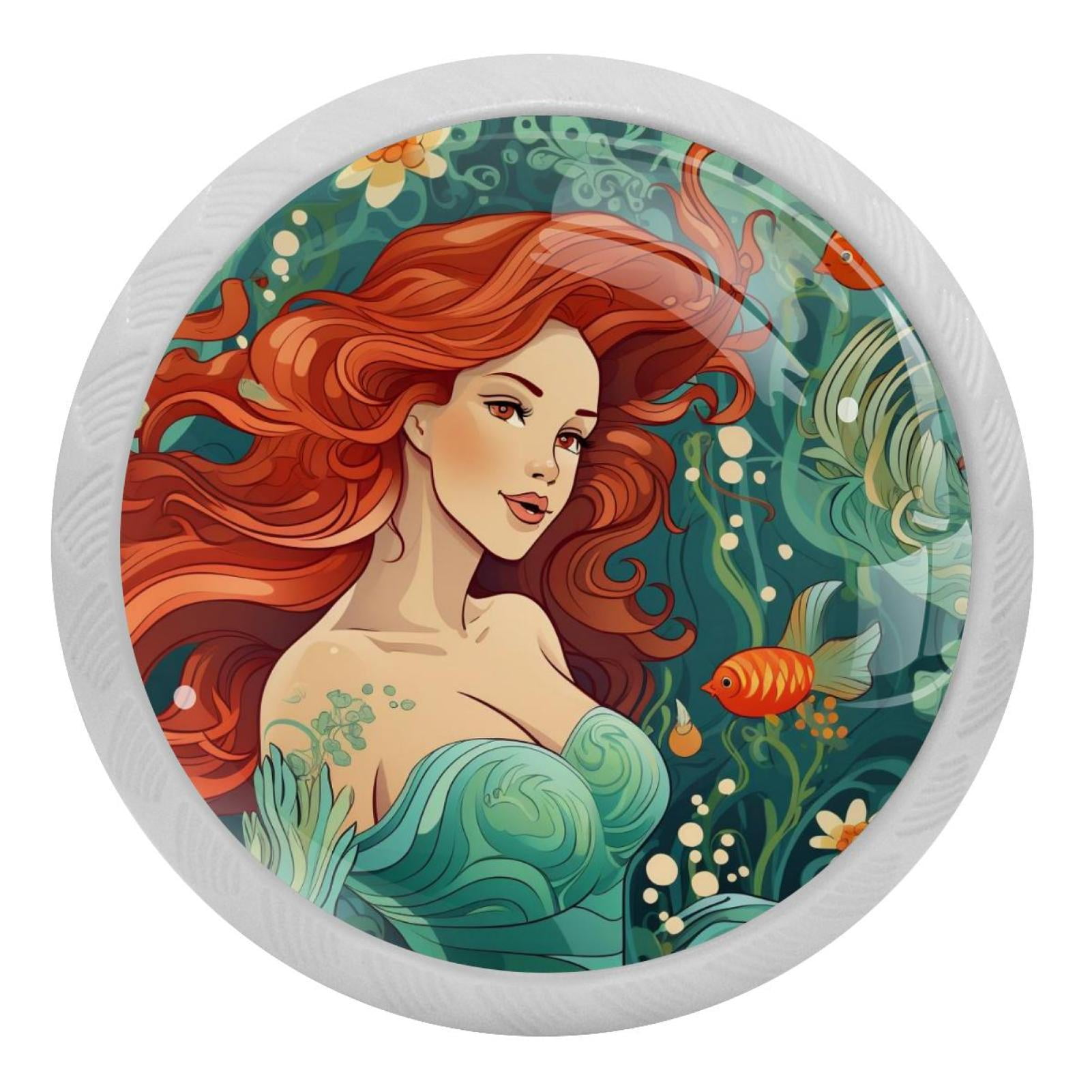 Mermaid Glow-in-the-Dark Round Cabinet Knobs - Fluorescent Drawer Pulls ...