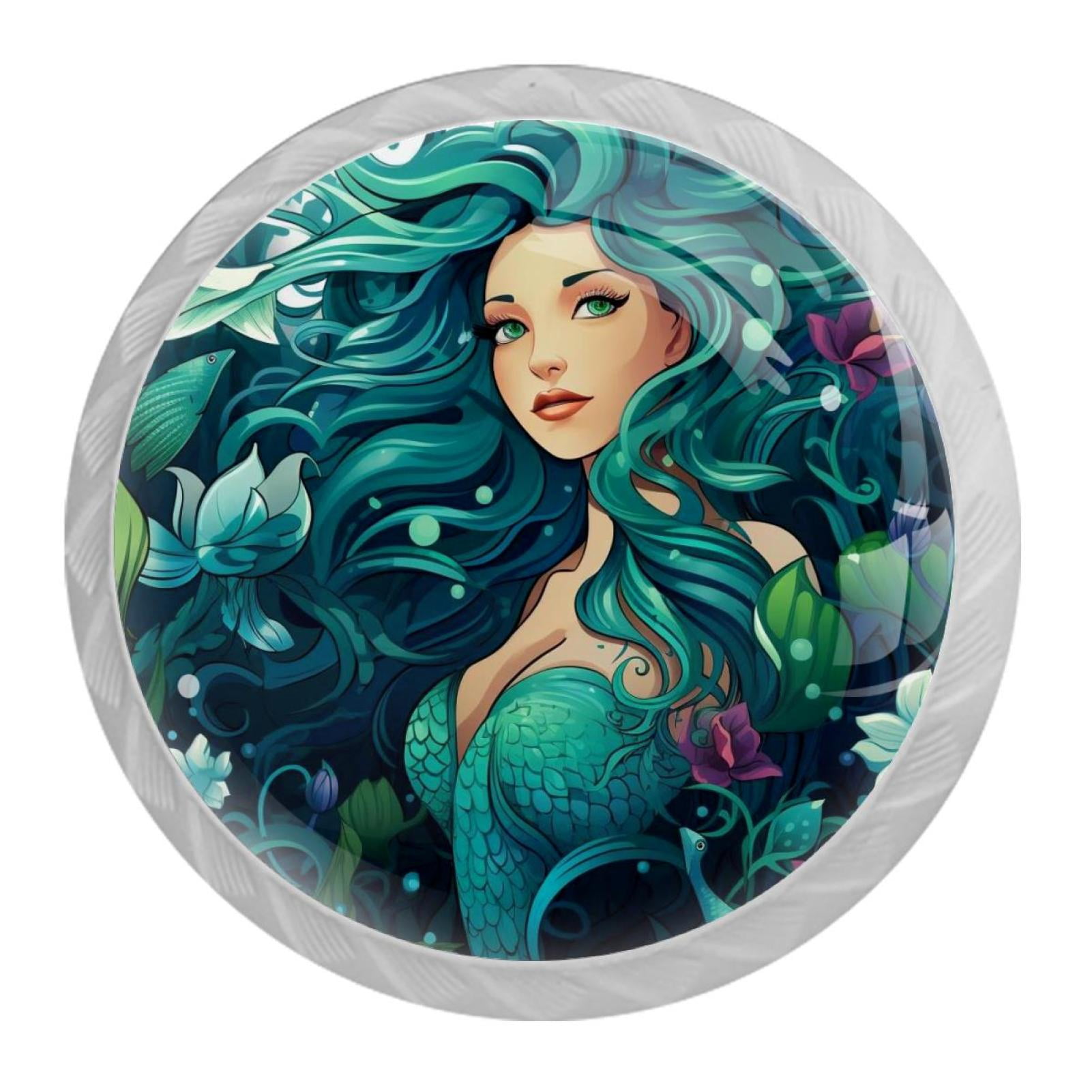 Mermaid Green Drawer Knobs, 4 Piece Set Decorative Kitchen Knobs ...