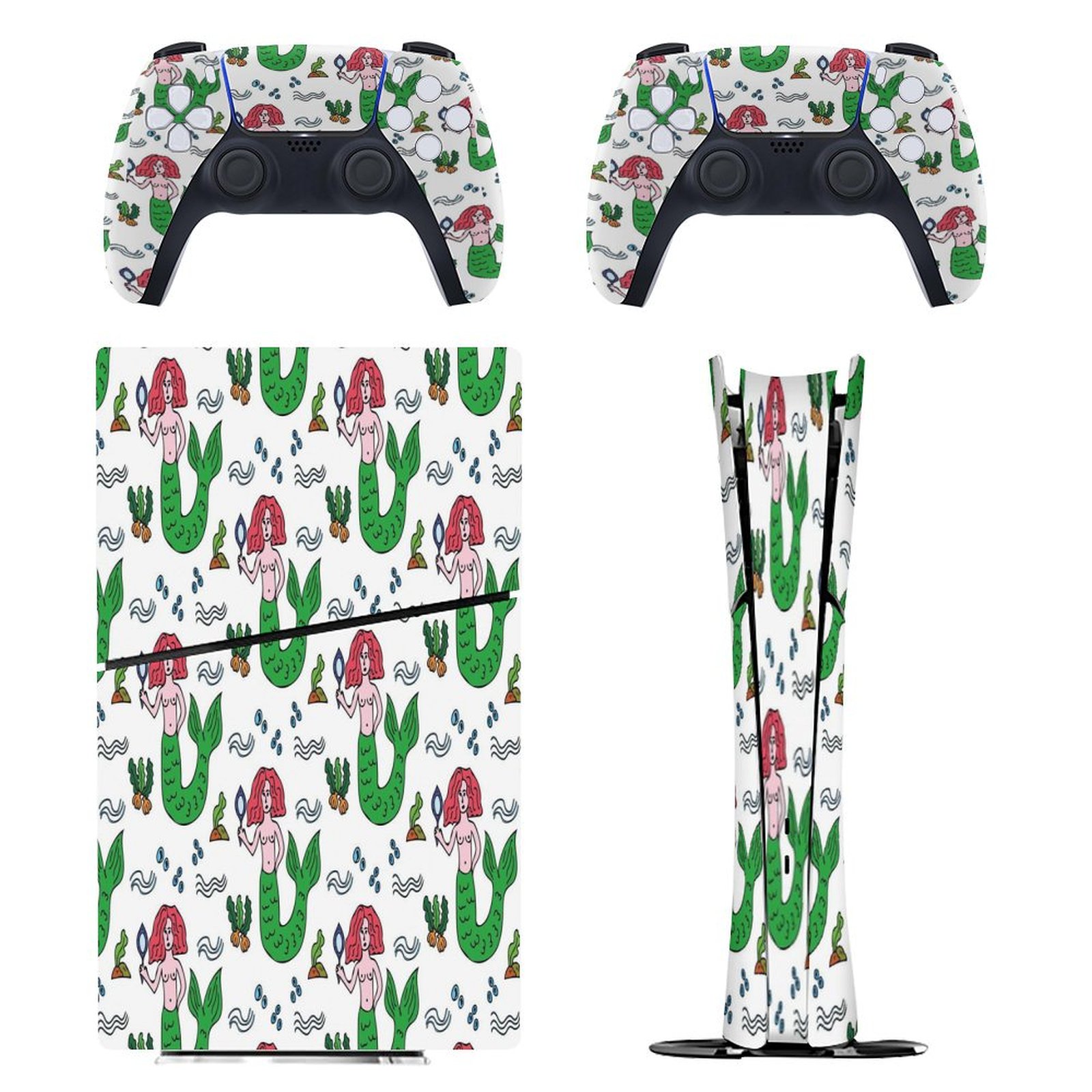 Mermaid, Green PS5/PS5 Slim Digital Disc Skin Sticker For Console And ...