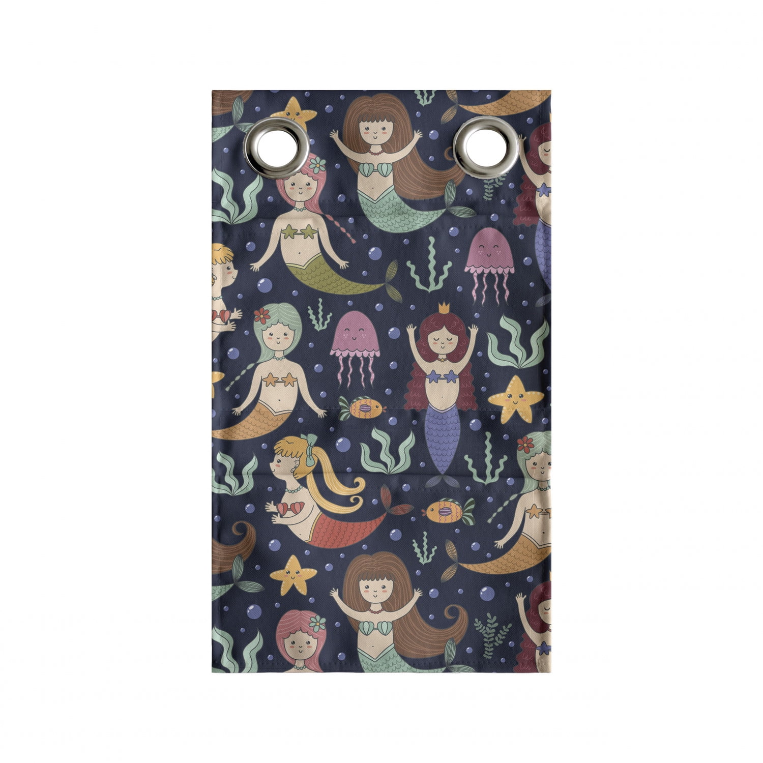 Mermaid Hanging Pocket Organizer, Funny Cartoon with Ocean Girls with ...