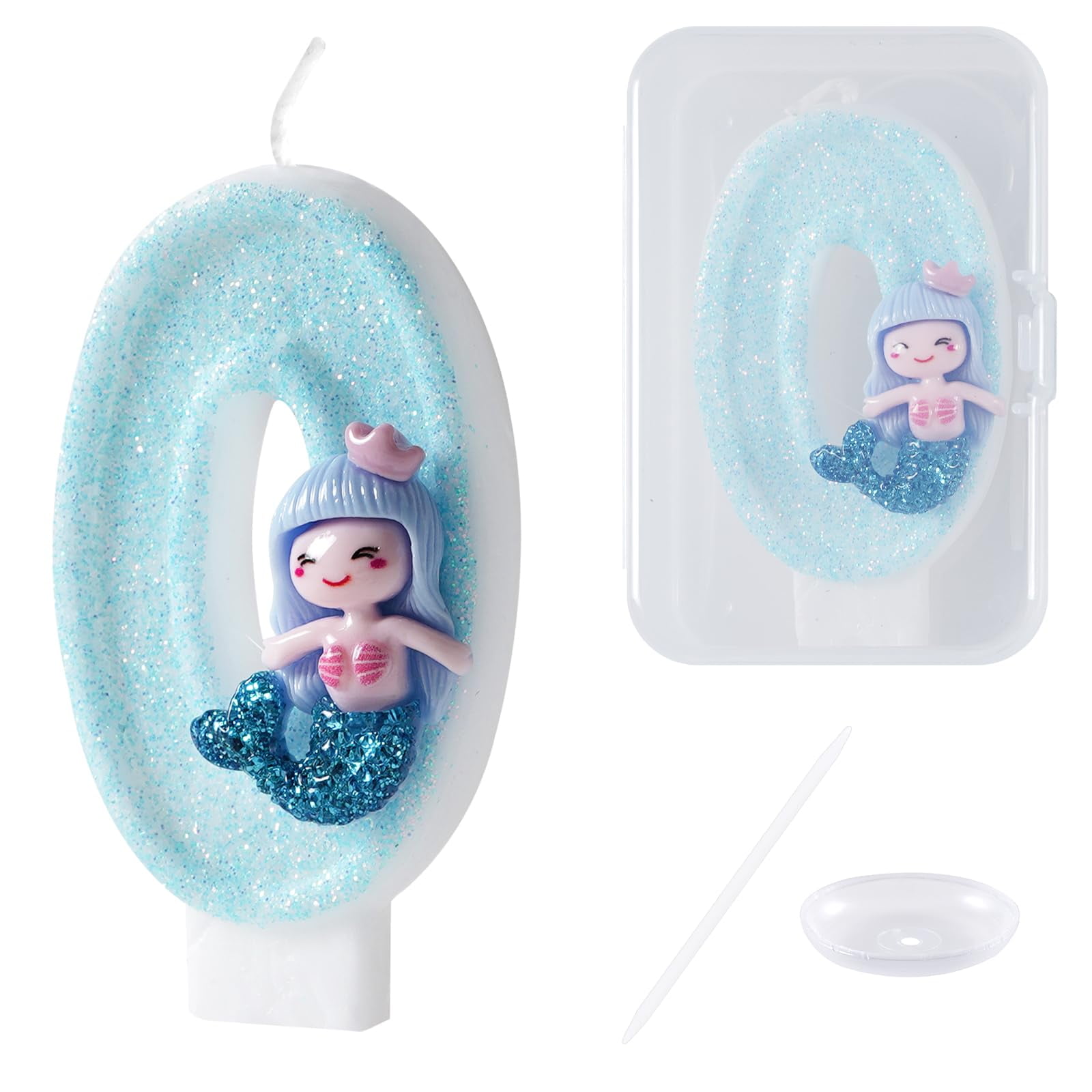 Mermaid Happy BirthdayEGSC Candle, Mermaid Number 0 Cake Candle ...