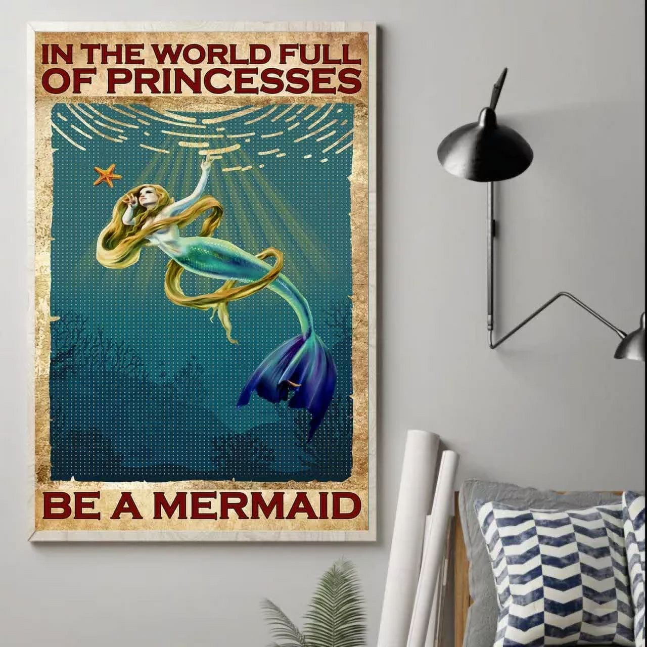 Mermaid In The World Full Of Princesses Be A Mermaids Star Fish Canvas ...