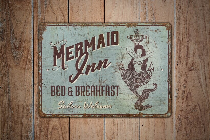 Mermaid Inn Mermaid Inn Sign Mermaid Inn Decor Beach Inn Sign Inn Decor ...
