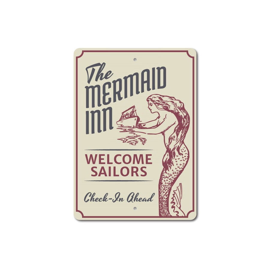 Mermaid Inn Sign Welcome Decor Welcome Sign Size: 16 x 12 Inch ...