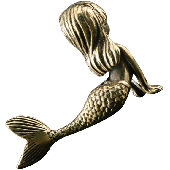 Raindrops Golden Brass Mermaid Statue for Decor Retro Miniature ...