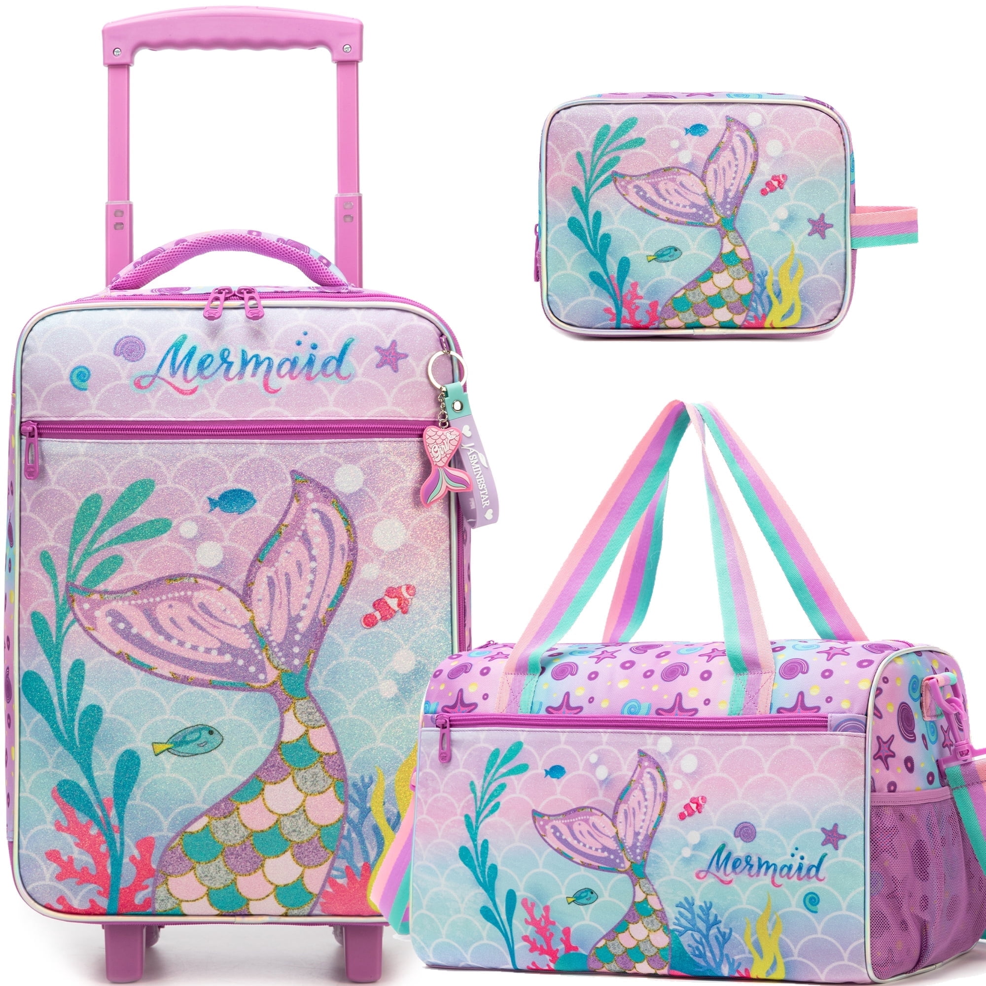 Mermaid Kids Carry on Luggage Sets for Girls Suitcases with Wheels ...