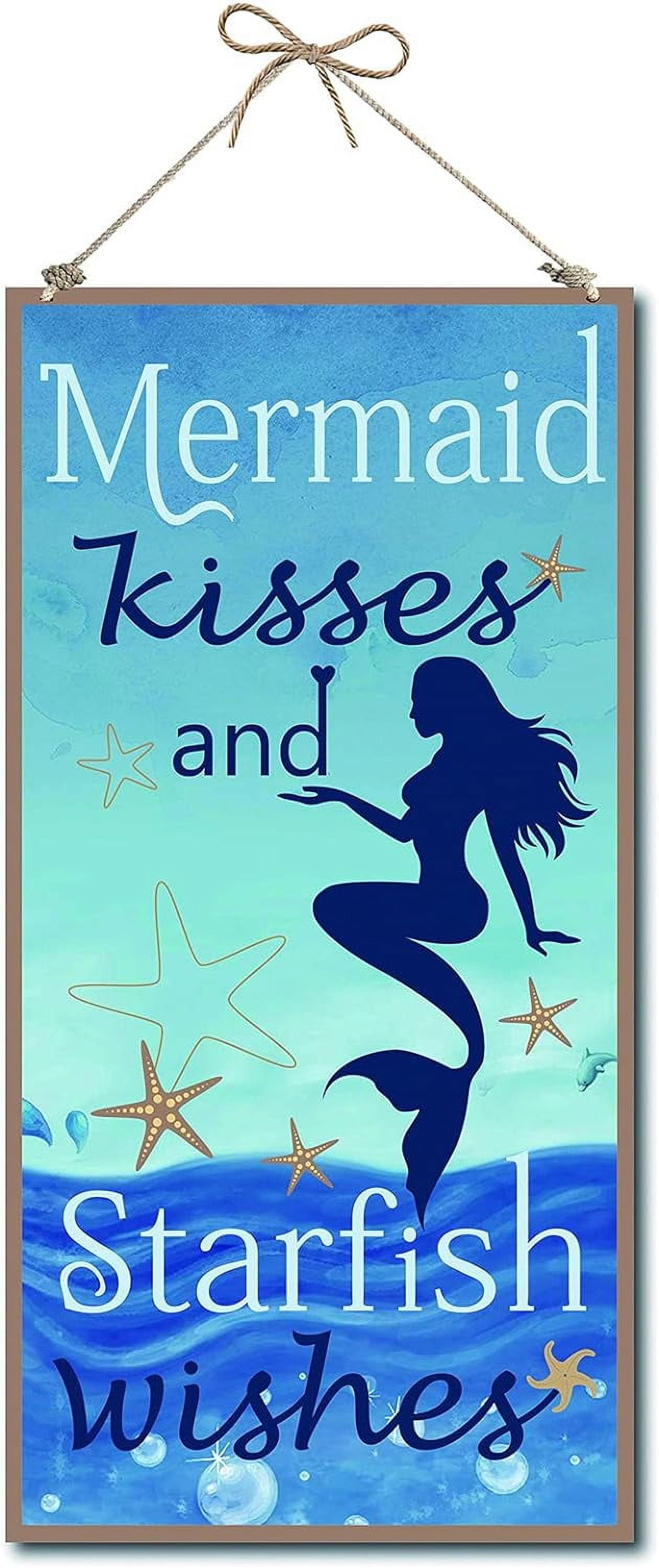 Mermaid Kisses And Starfish Wishes Decorative Wood Sign Home Decor Wood ...