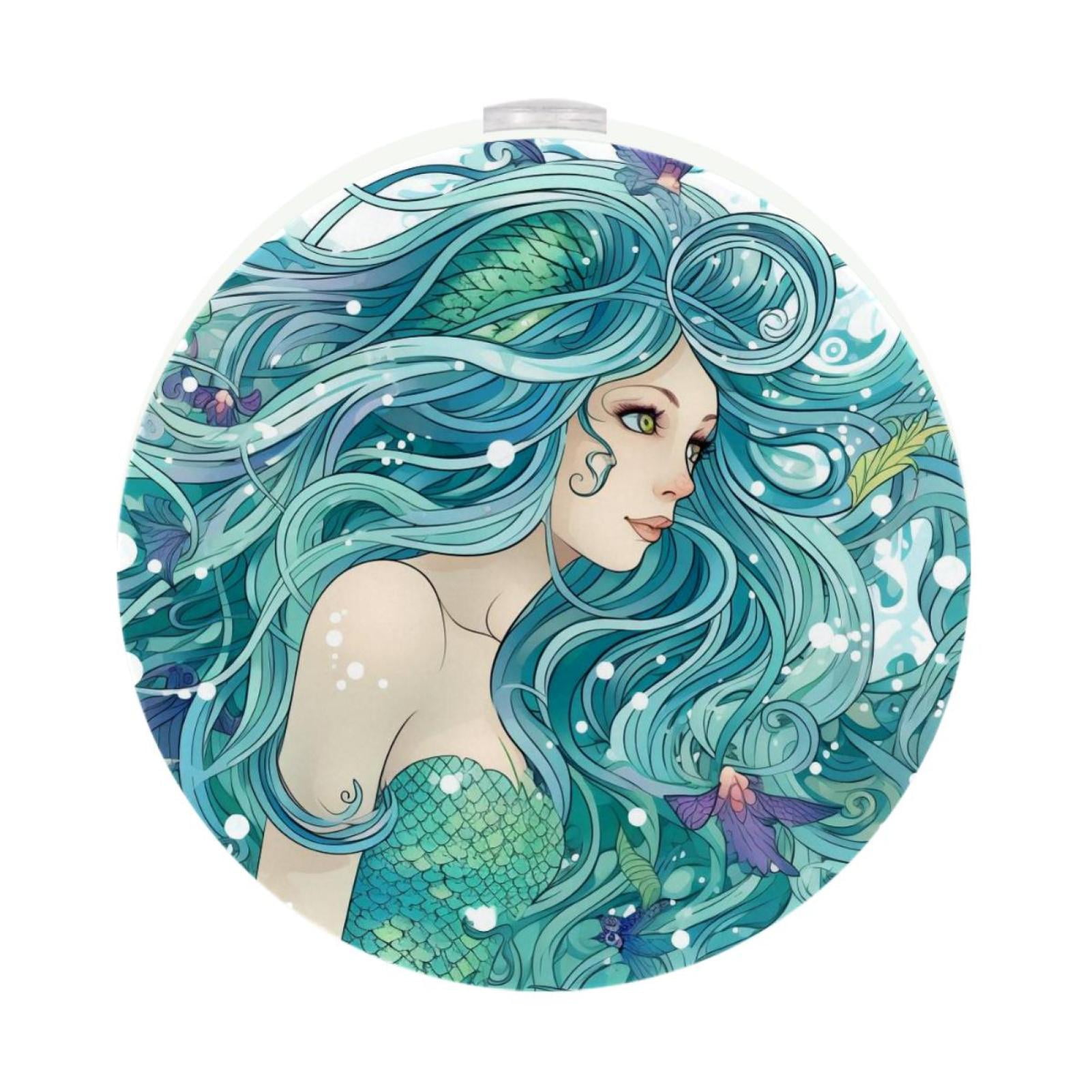 Mermaid LED Round Night Light-2PCS Ultra Bright Candle Battery Powered ...