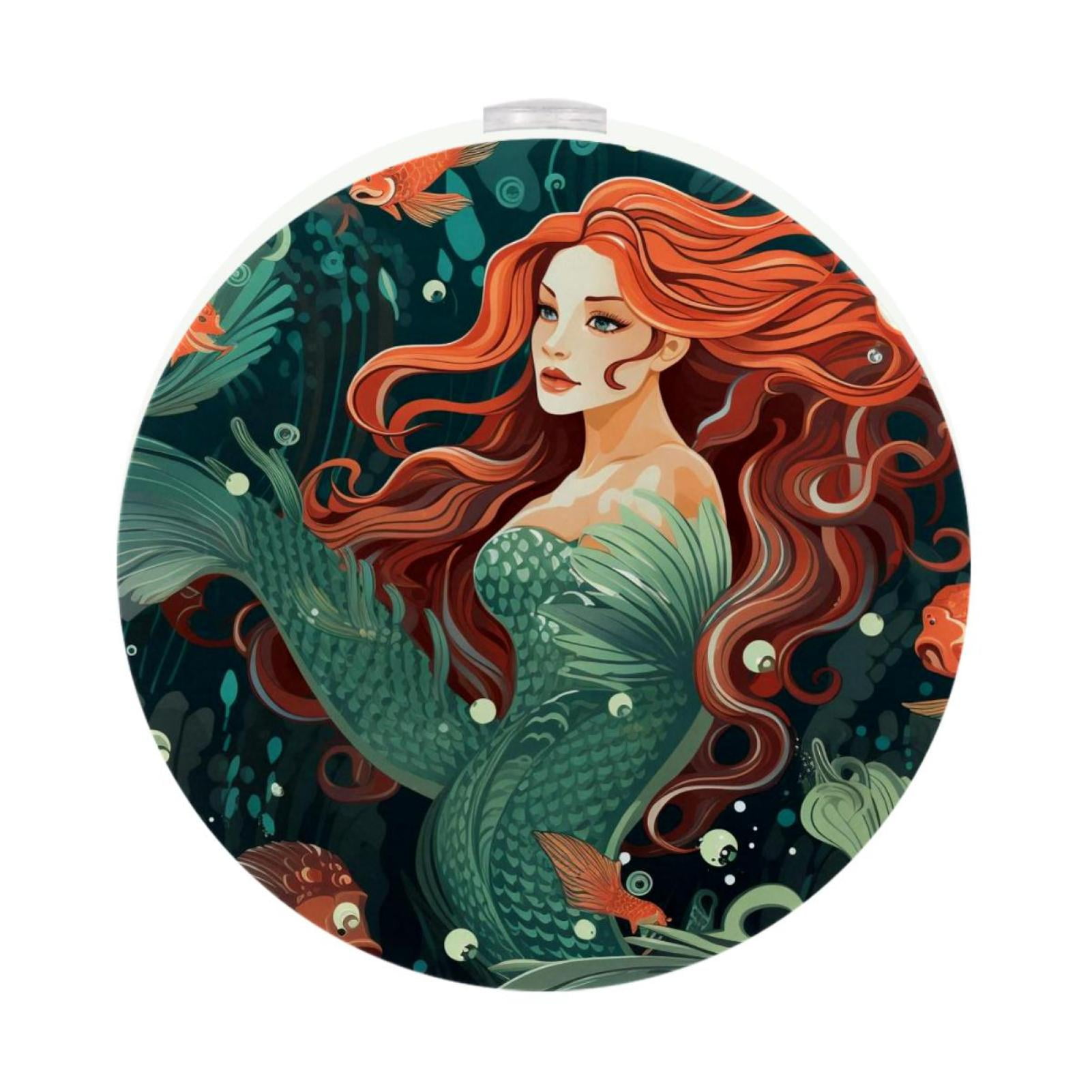 Mermaid LED Round Night Light-2PCS Ultra Bright Candle Battery Powered ...