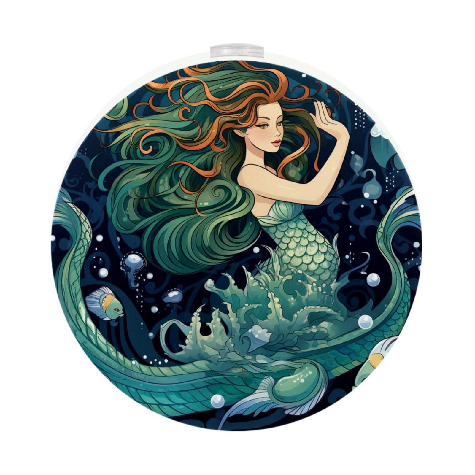 Mermaid LED Round Night Light-2PCS Ultra Bright Candle Battery Powered ...
