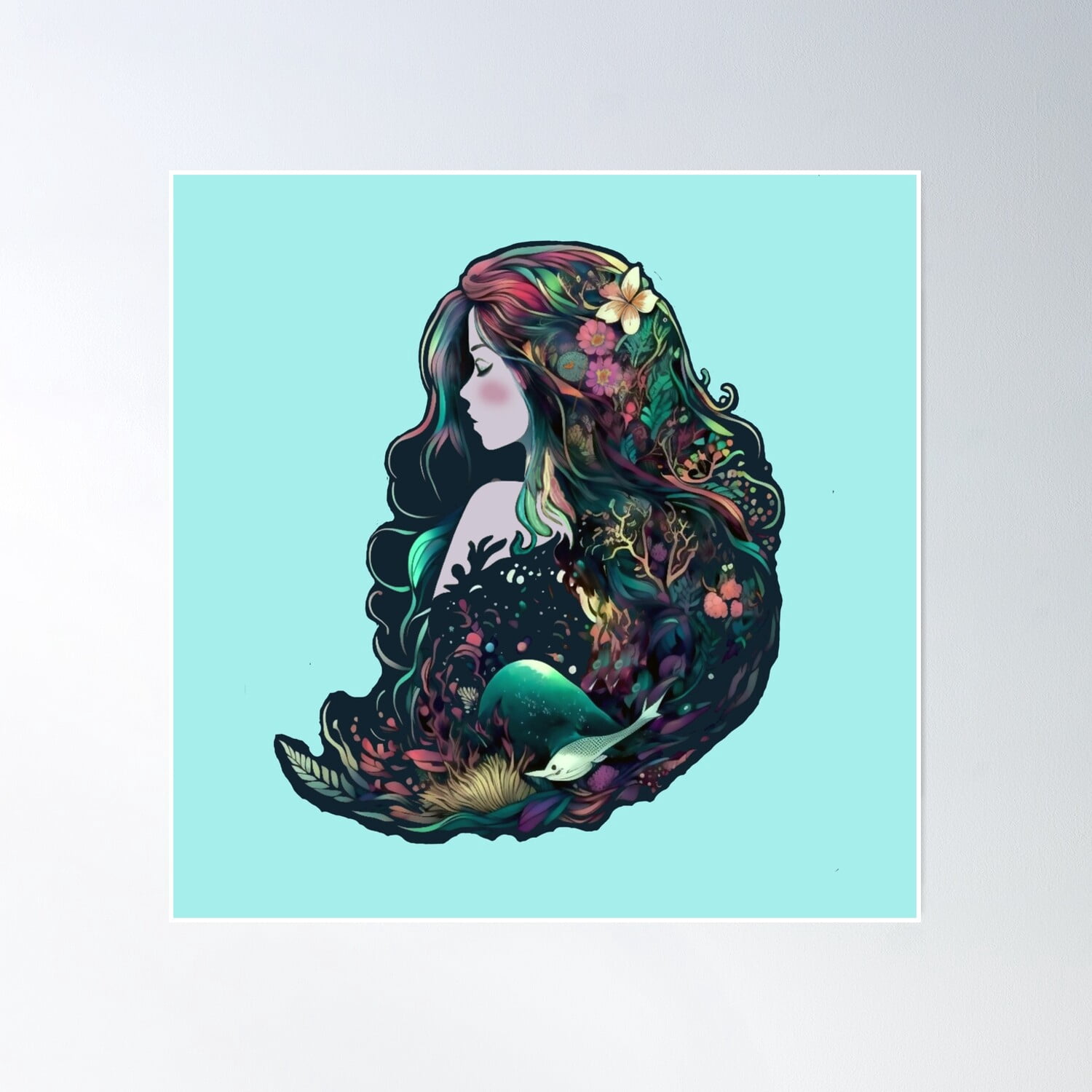 Mermaid Lady Of The Ocean Midjourney Ai Artwork Poster Wall Art, Modern ...