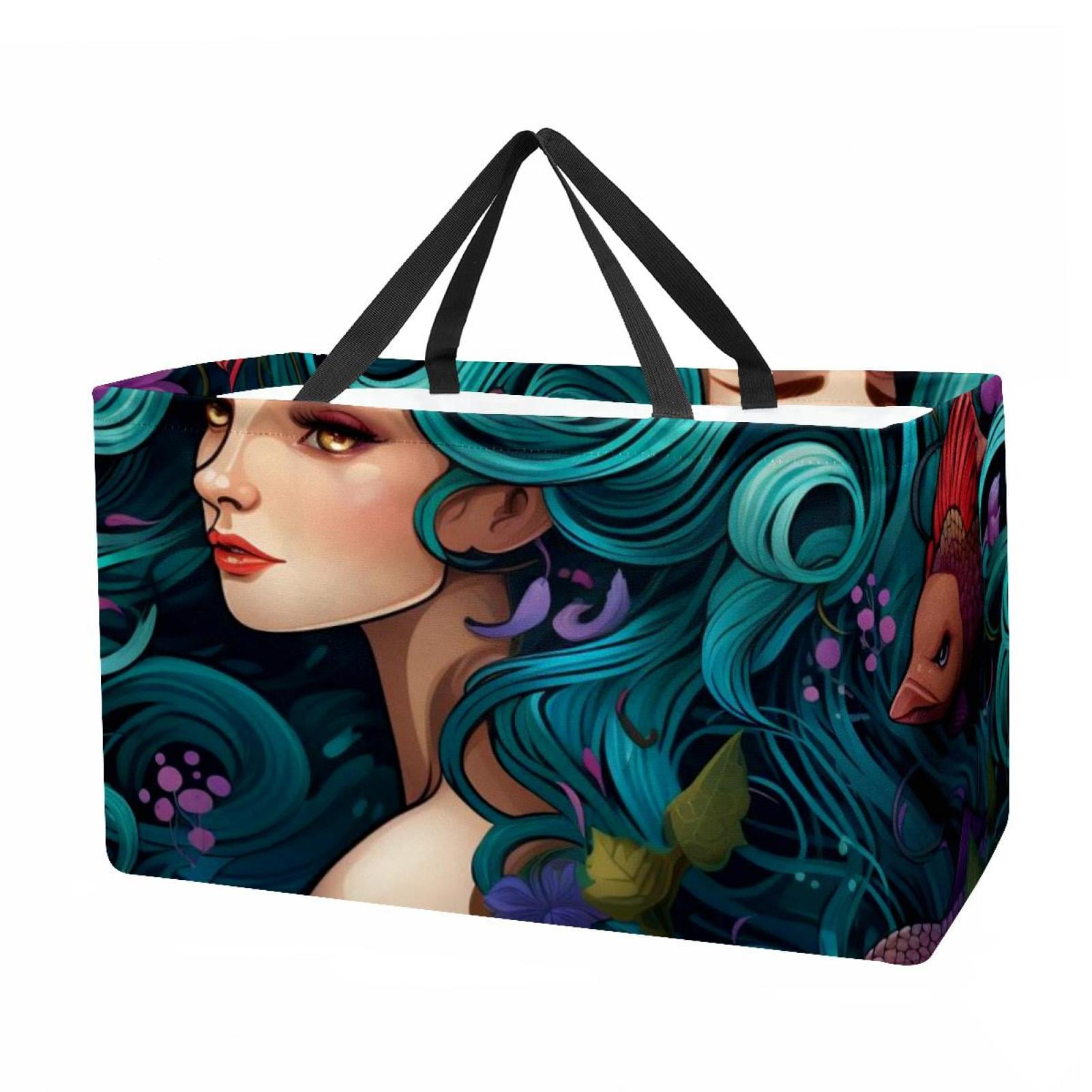 Mermaid Large-capacity Foldable Reusable Shopping Bag: Oxford Cloth ...