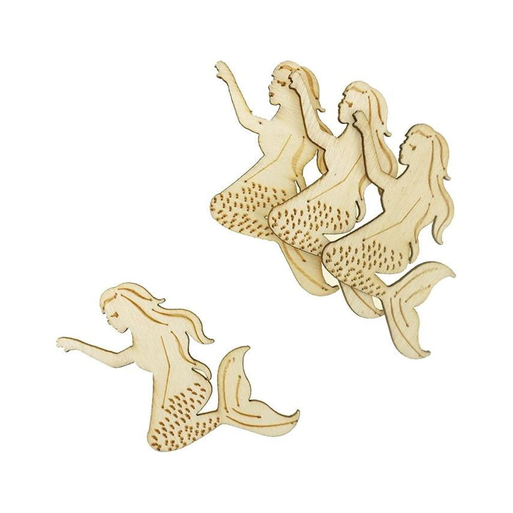 Mermaid Laser-Cut Wood Shapes, Natural, 2-Inch, 12-Count - Walmart.com