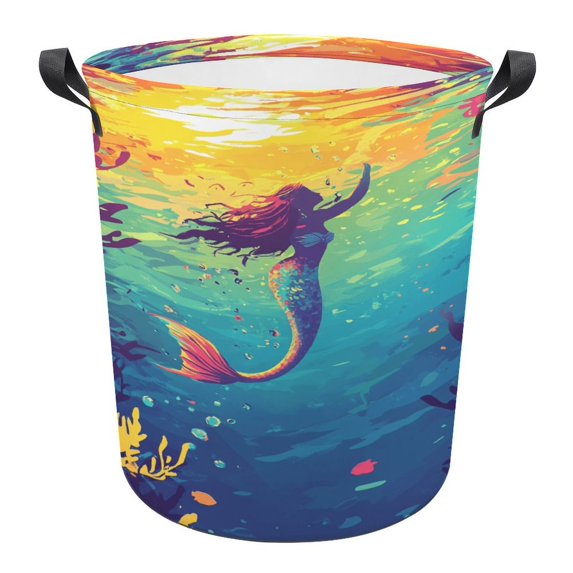 Mermaid Laundry Basket Storage Basket Controller Clothes Organizer Bin ...