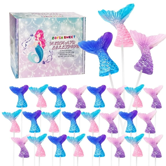 Mermaid Lollipops 24pk, Mermaid BCF26 Tail Candy Lollipops for Mermaid ...