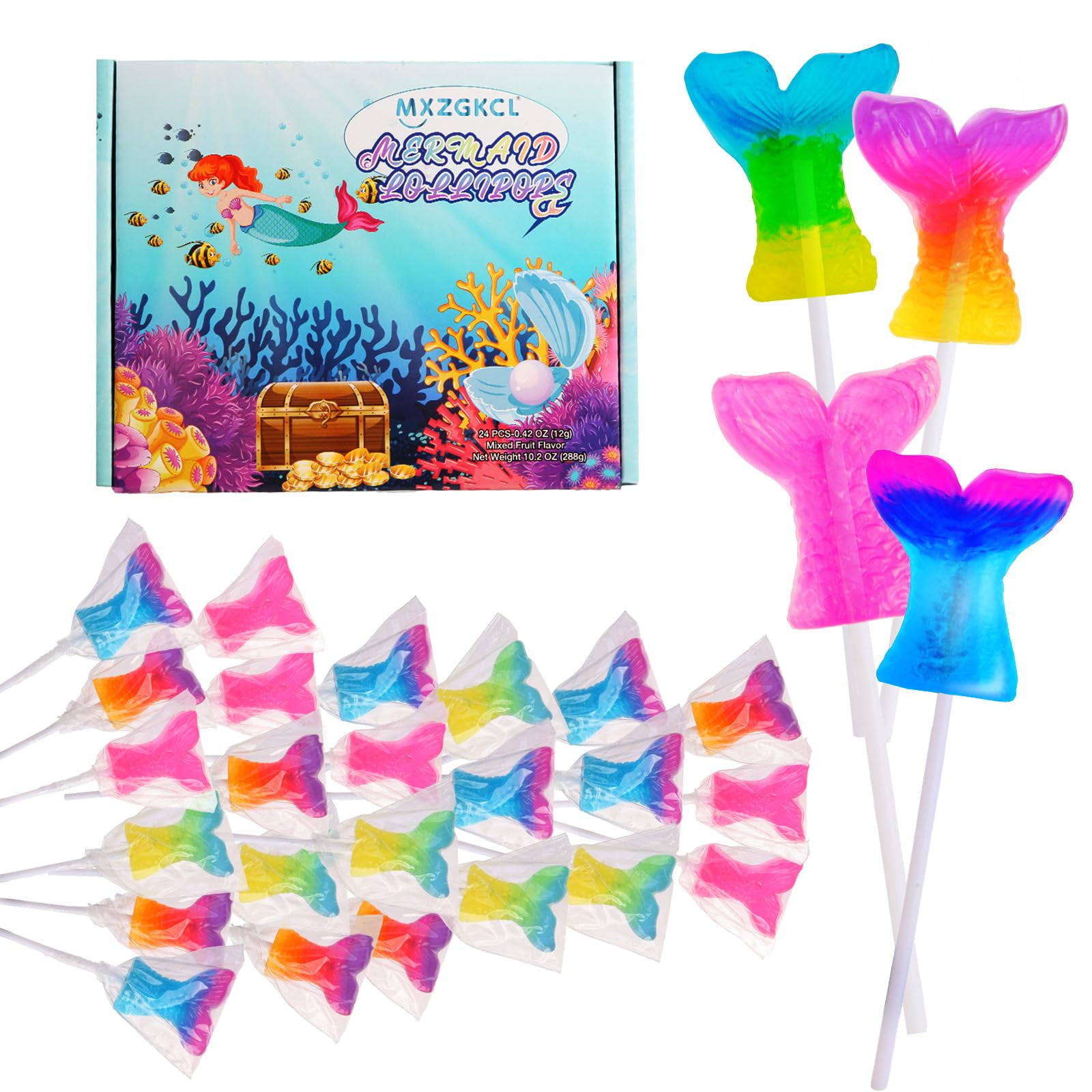 Mermaid Lollipops 24pk, Mermaid MFF30 Tail Candy Lollipops for Mermaid ...