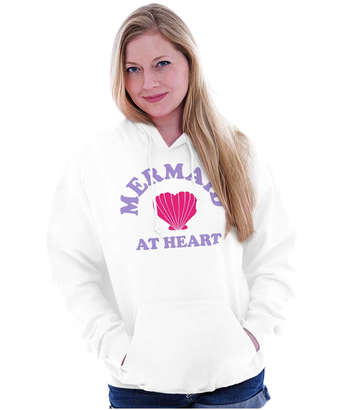 Mermaid Lovers Cute Seashell Heart Women Plus Size Hoodie Brisco Brands ...