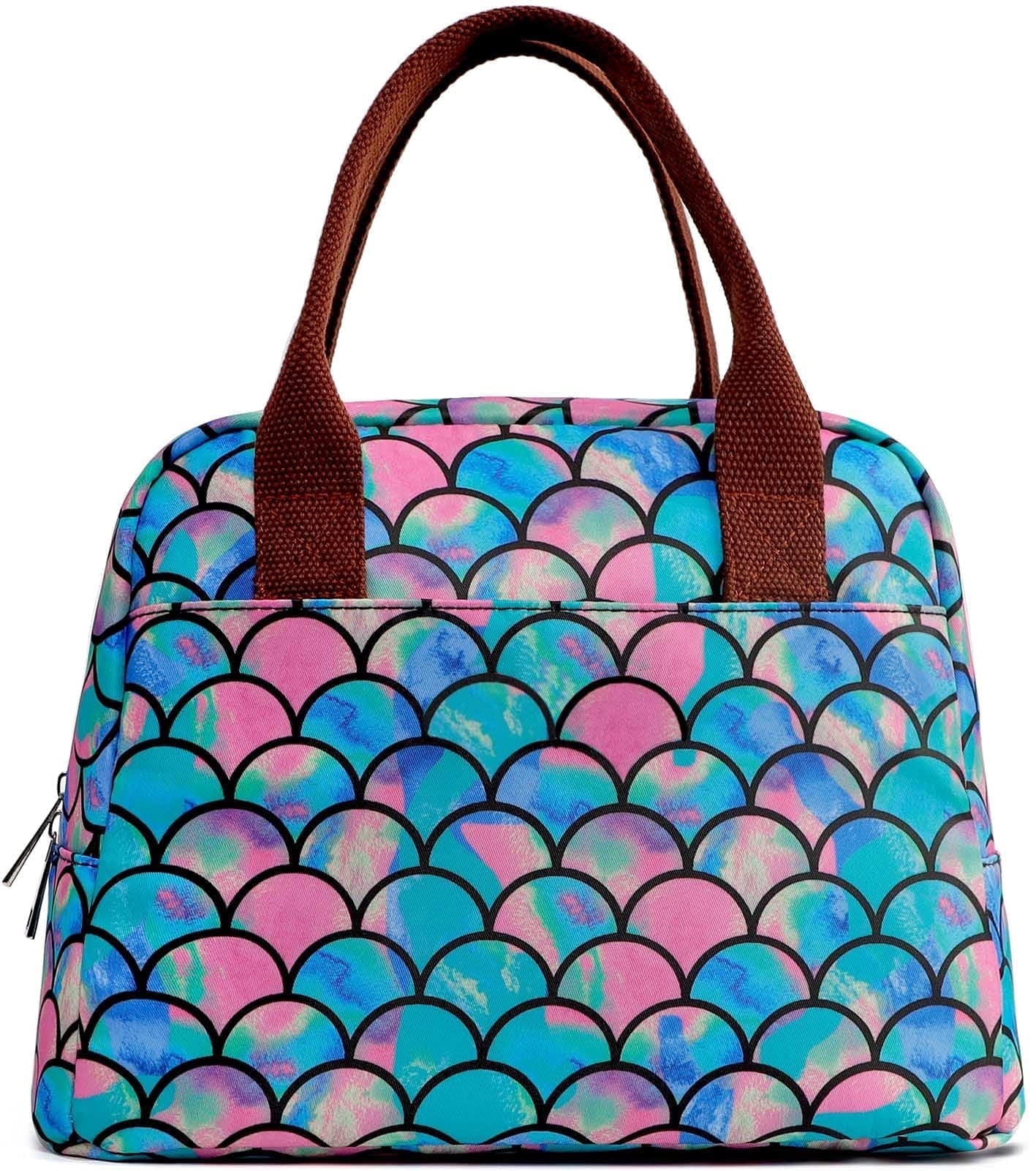 Mermaid Lunch Box for Women, Reusable Insulated Cooler Cute Lunch Tote ...