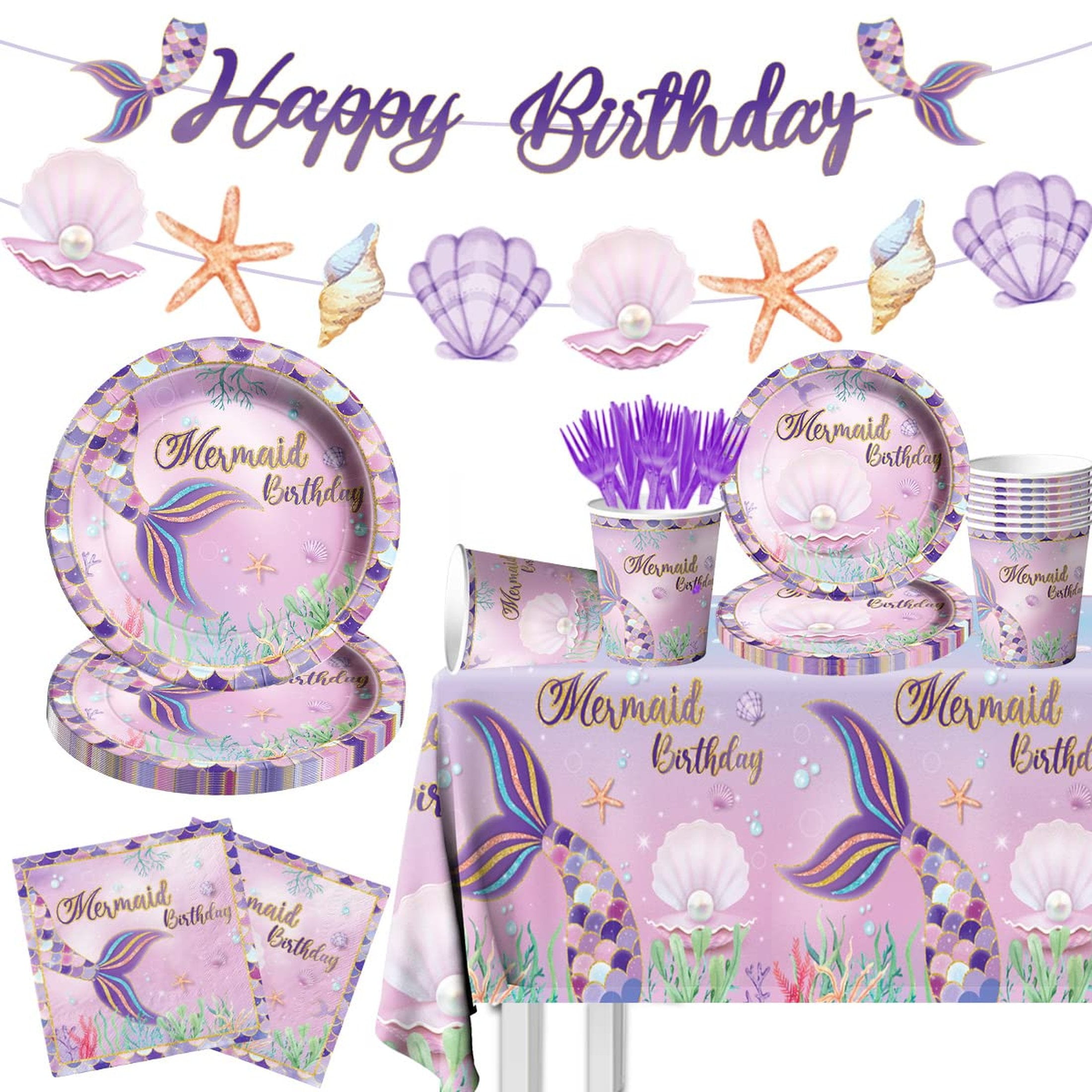 Mermaid Magic Party Pack - Complete set of 142 pieces for a magical ...