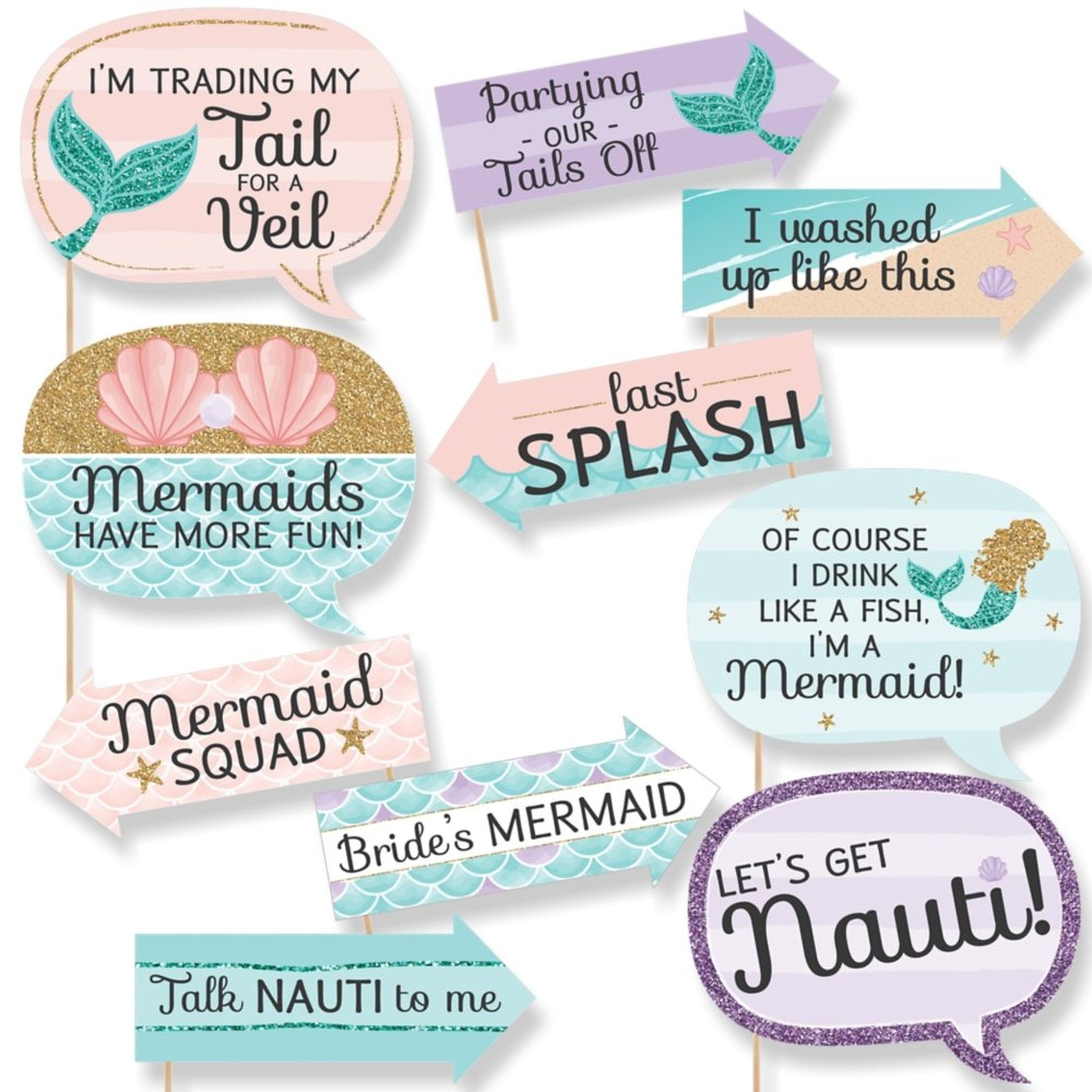 Mermaid Magic Photo Booth Props Kit for Bachelorette Parties and Bridal ...