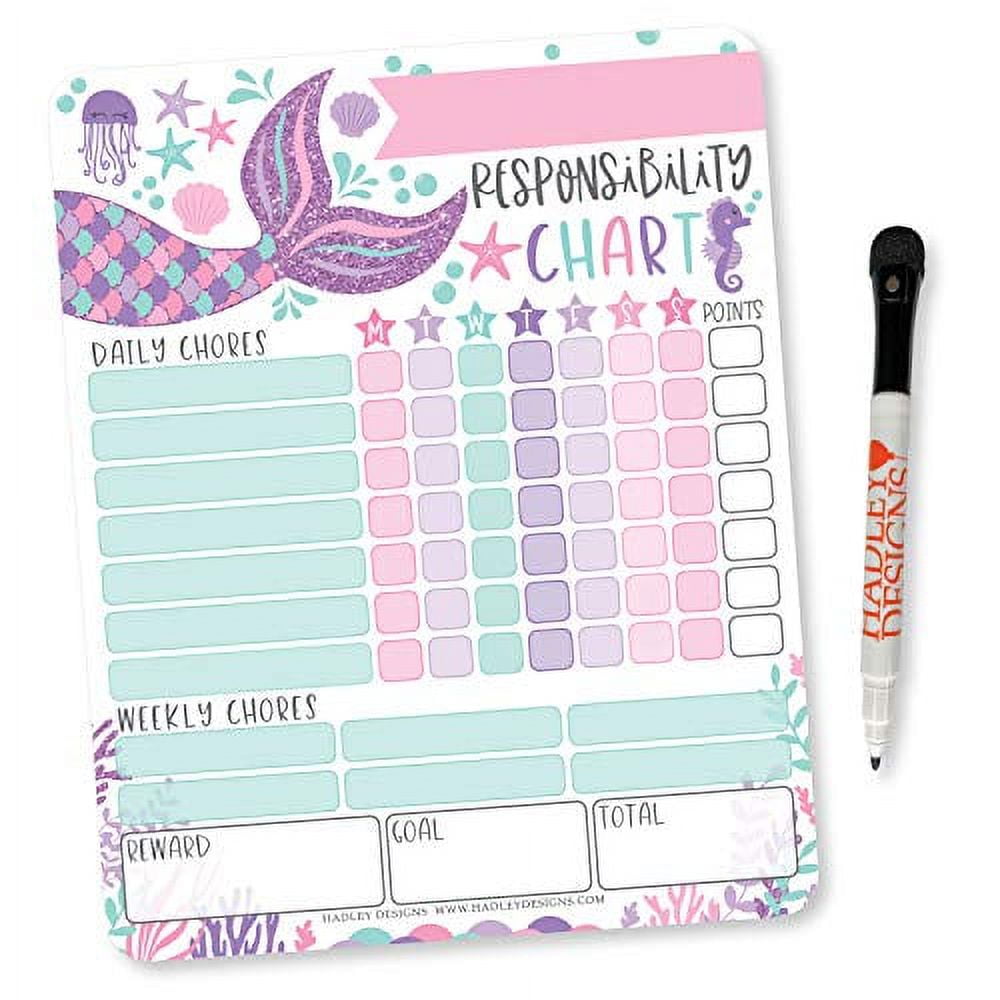 Mermaid Magnetic Chores Chart for Kids Chore Tracker - Behavior Chart ...