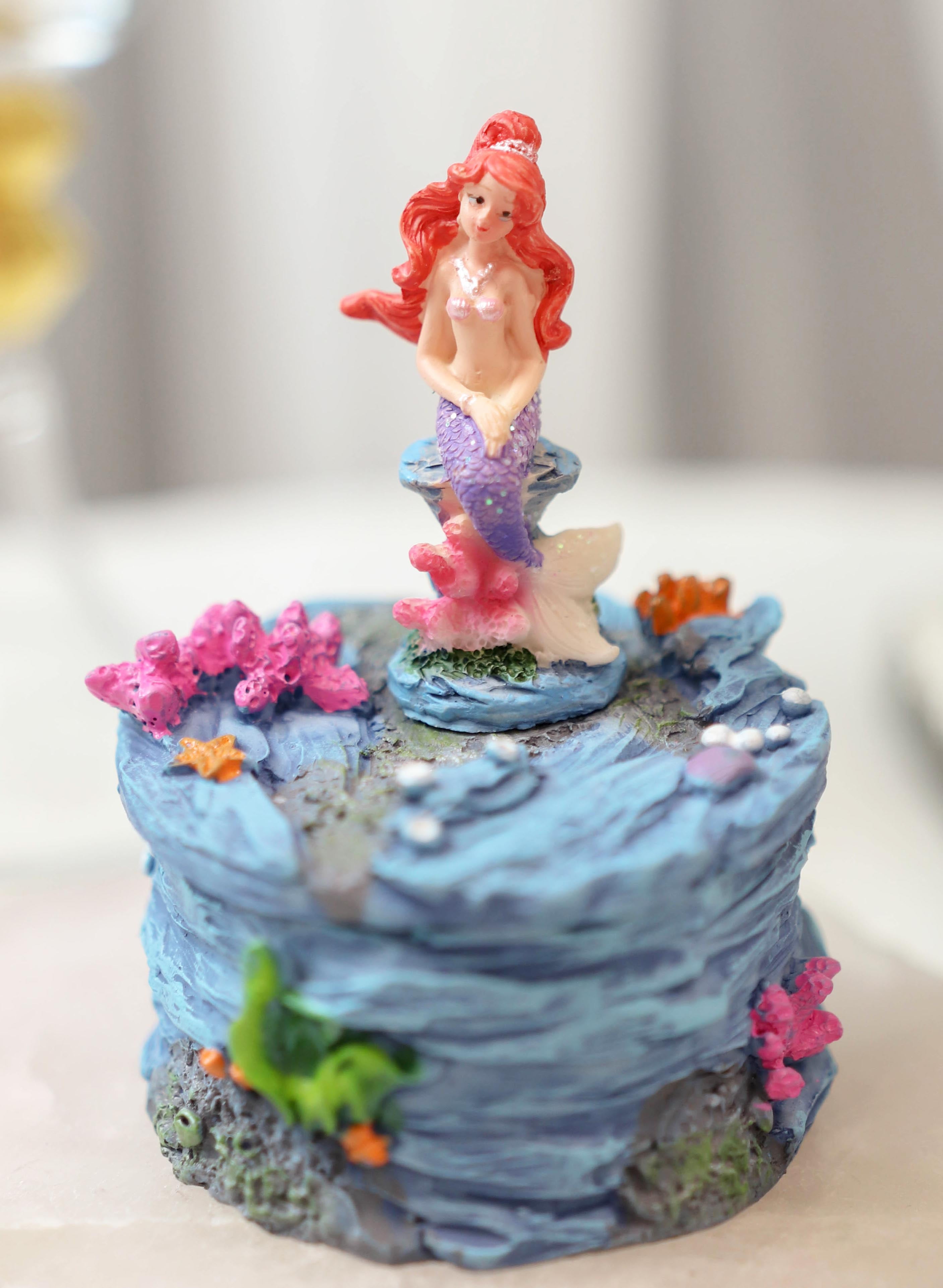 Mermaid Mergirl Ariel Sitting On Rock By Corals Mini Decorative Box ...