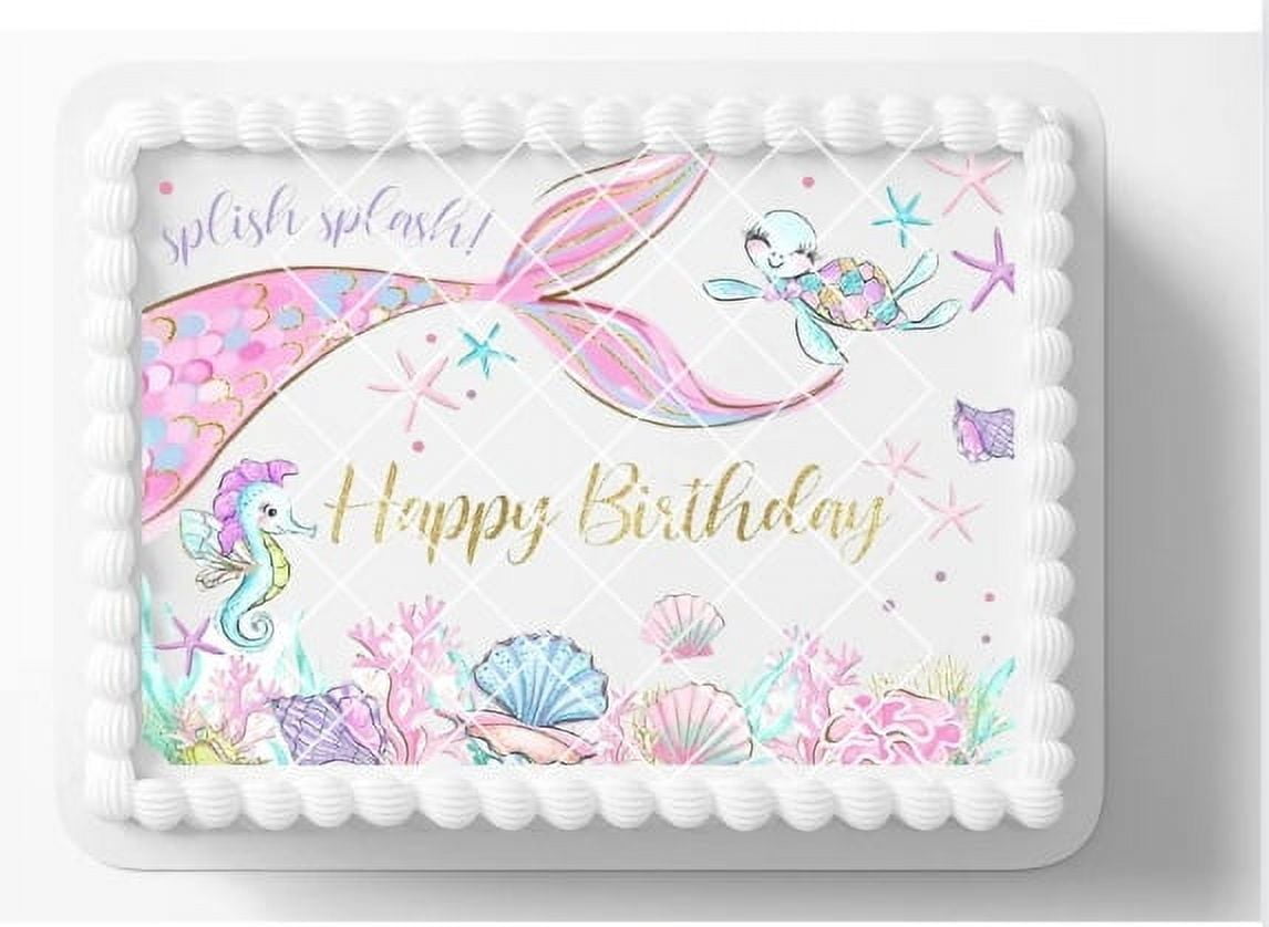 ToriBellas Designs Edible Mermaid Cake Topper Frosting Sheet, Fits 1/4 ...