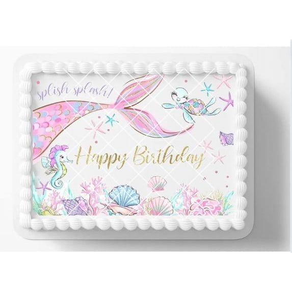 ToriBellas Designs Edible Mermaid Cake Topper Frosting Sheet, Fits 1/4 ...