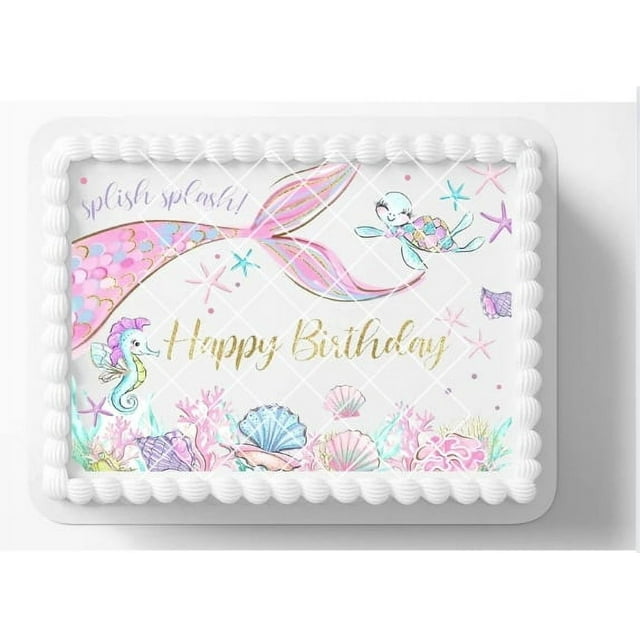 Mermaid Mermaids Splash Party Themed Pool Birthday Party Cake Topper ...
