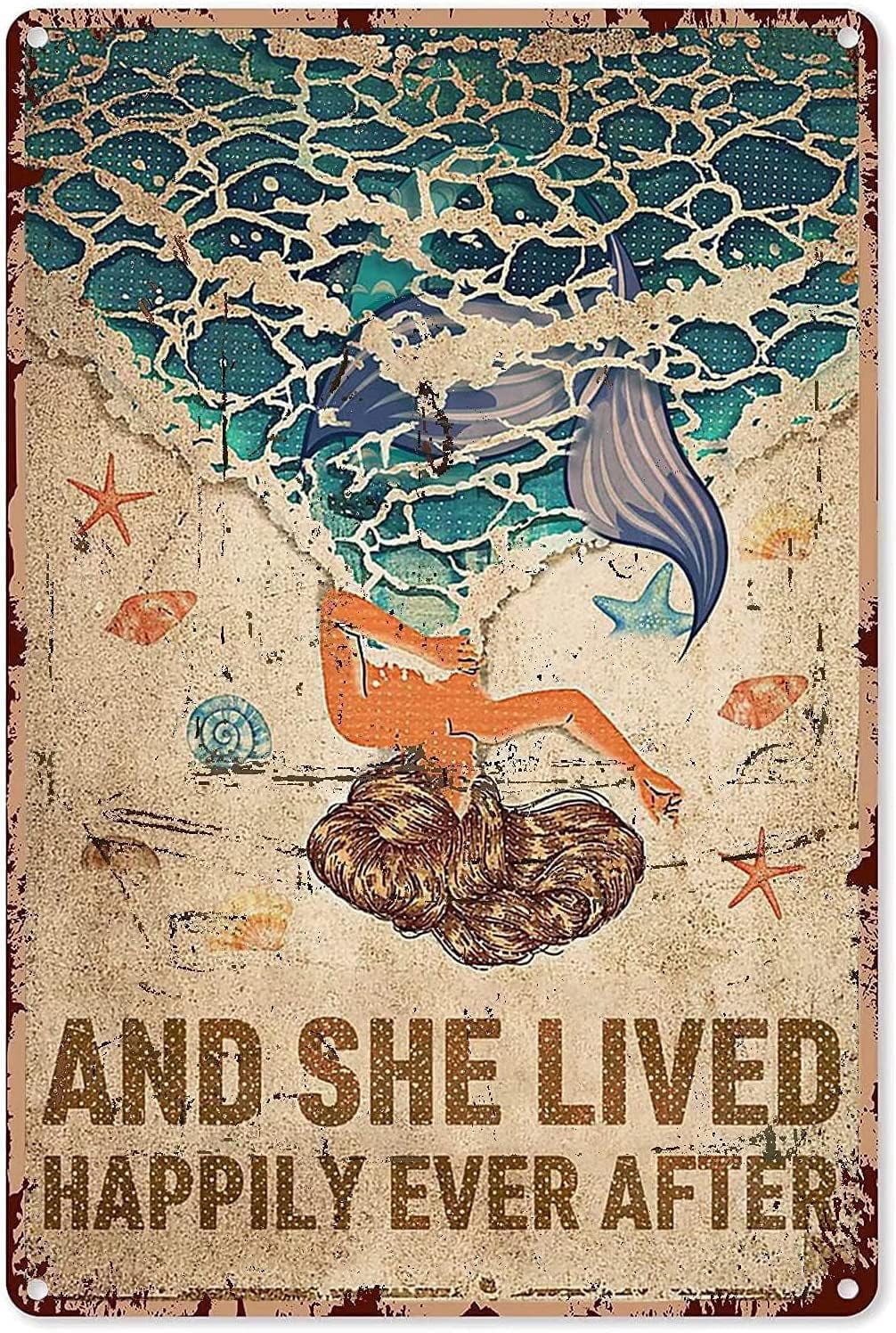 Mermaid Metal Tin Sign,Be A Mermaid and Make Waves Iron Painting Plaque ...