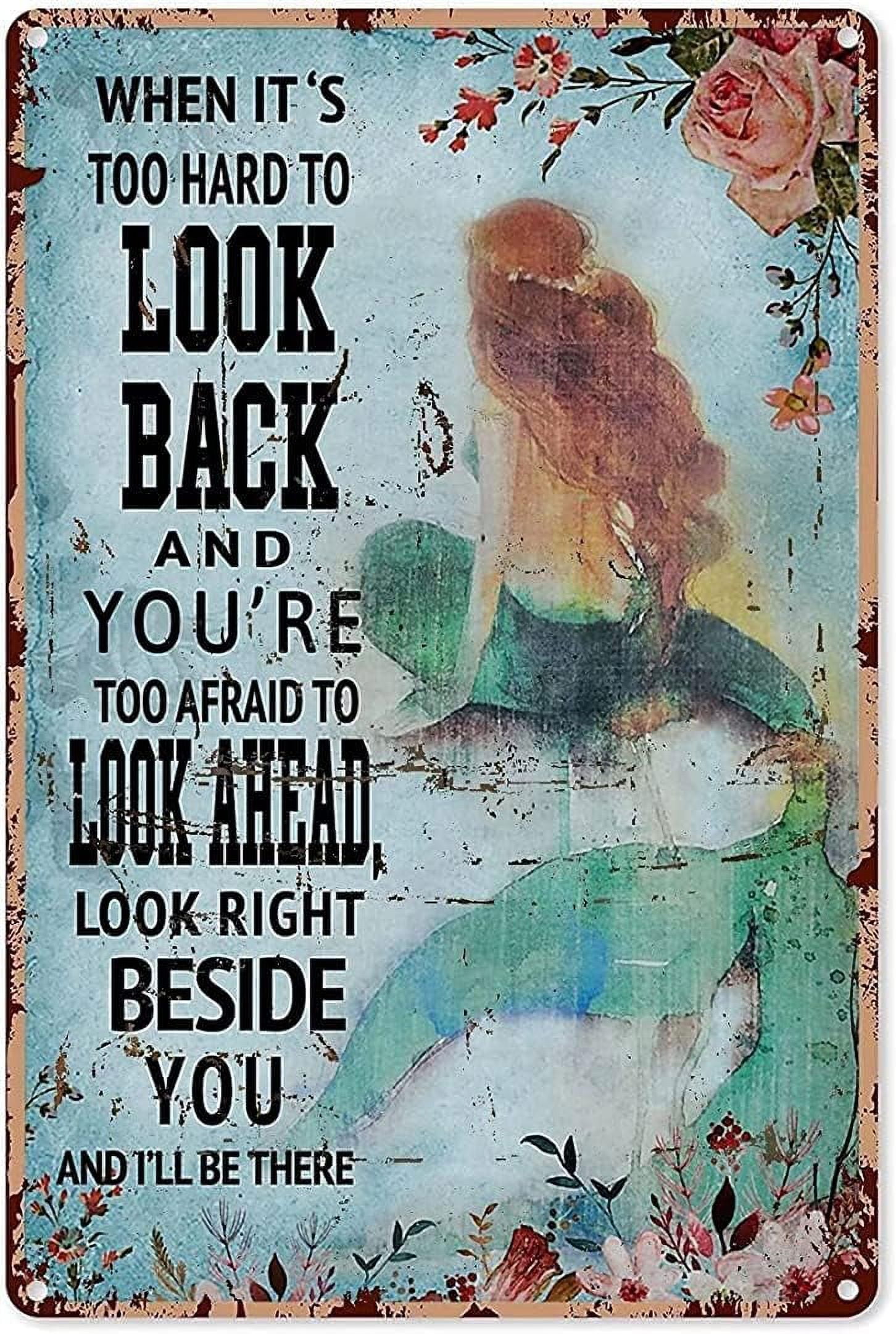 Mermaid Metal Tin Sign,When It's Too Hard to Look Back,Woman Cave Decor Signs Home Garage Bar ...