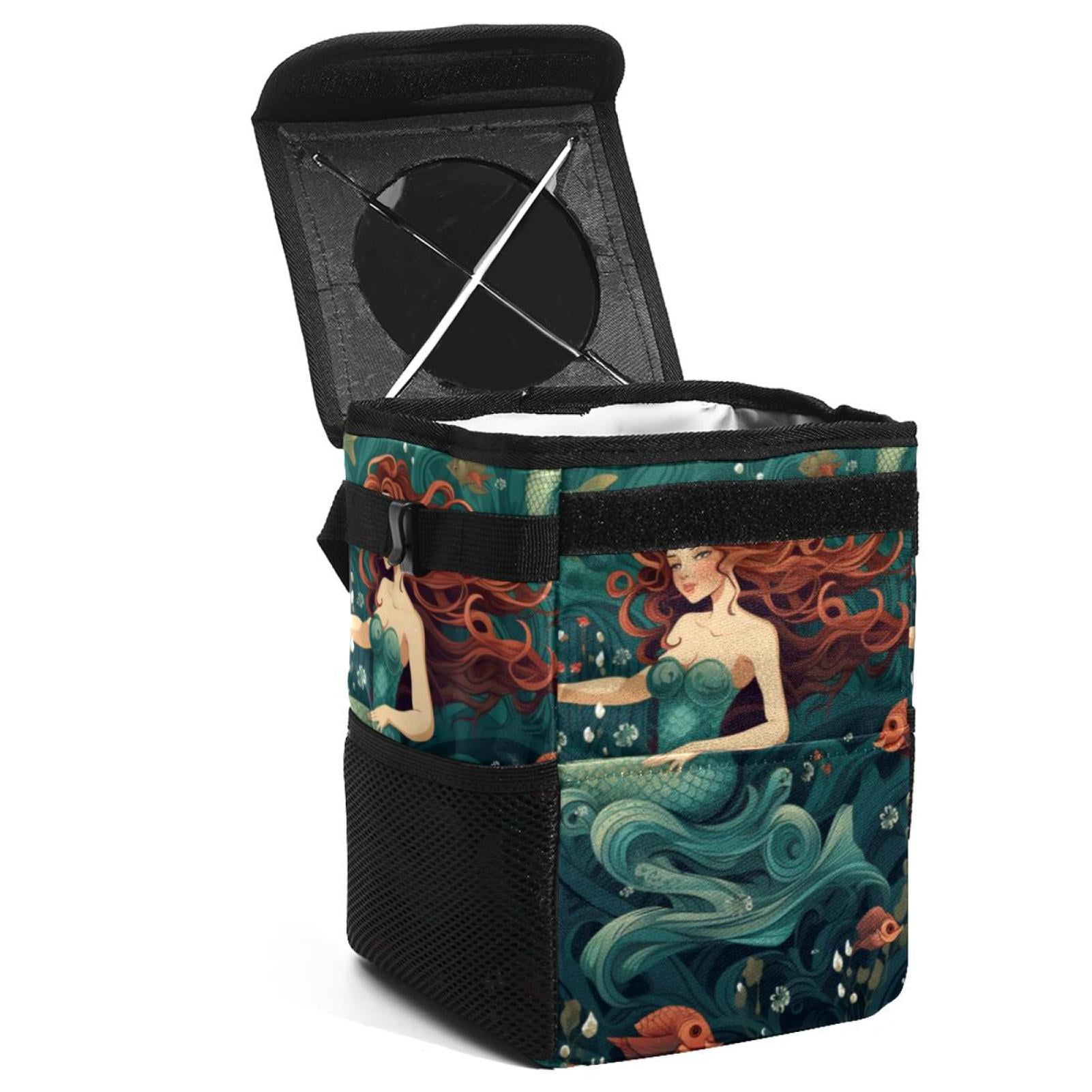 Mermaid Mini Trash Can for Car: Foldable with Lid, Leak-Proof and ...